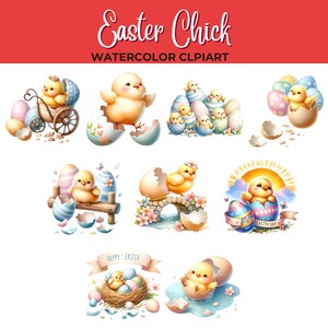 Watercolor Easter Chicks Clipart, Easter Clipart, Nursery Decor, Easter ...
