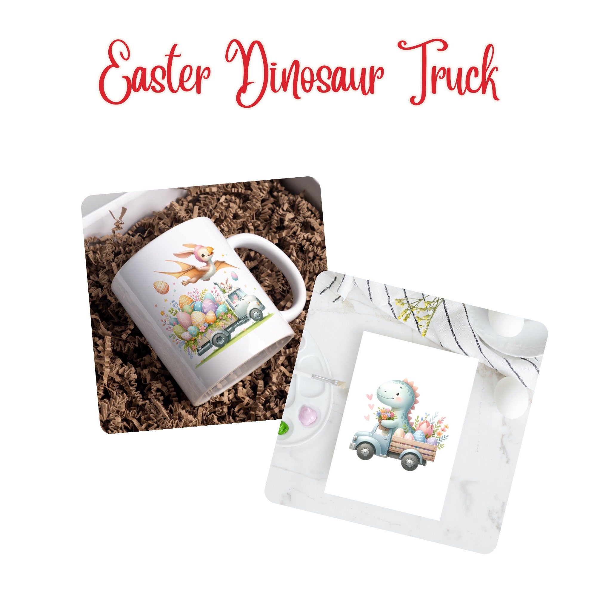 Watercolor Easter Dinosaur Clipart, Easter PNG, Dinosaur Construction ...