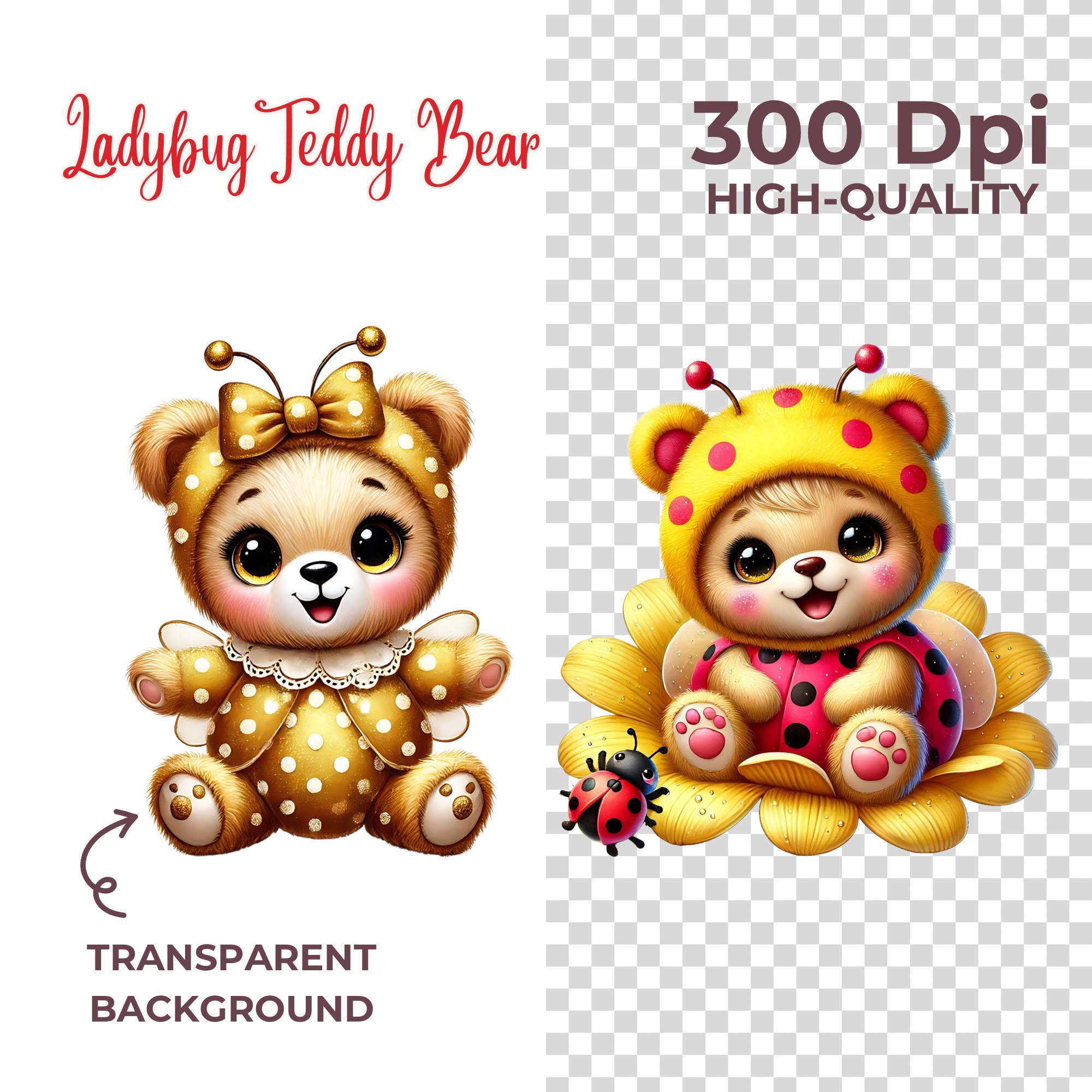 Watercolor Ladybug Teddy Bear Clipart , Teddy Bear PNG, Ladybug Png ...