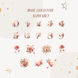 Rose Gold Floral Alphabet Clipart, Floral Letters PNG, Watercolor ...