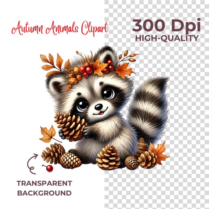 Watercolor Autumn Animals Clipart, Fall PNG (commercial Use) - Etsy