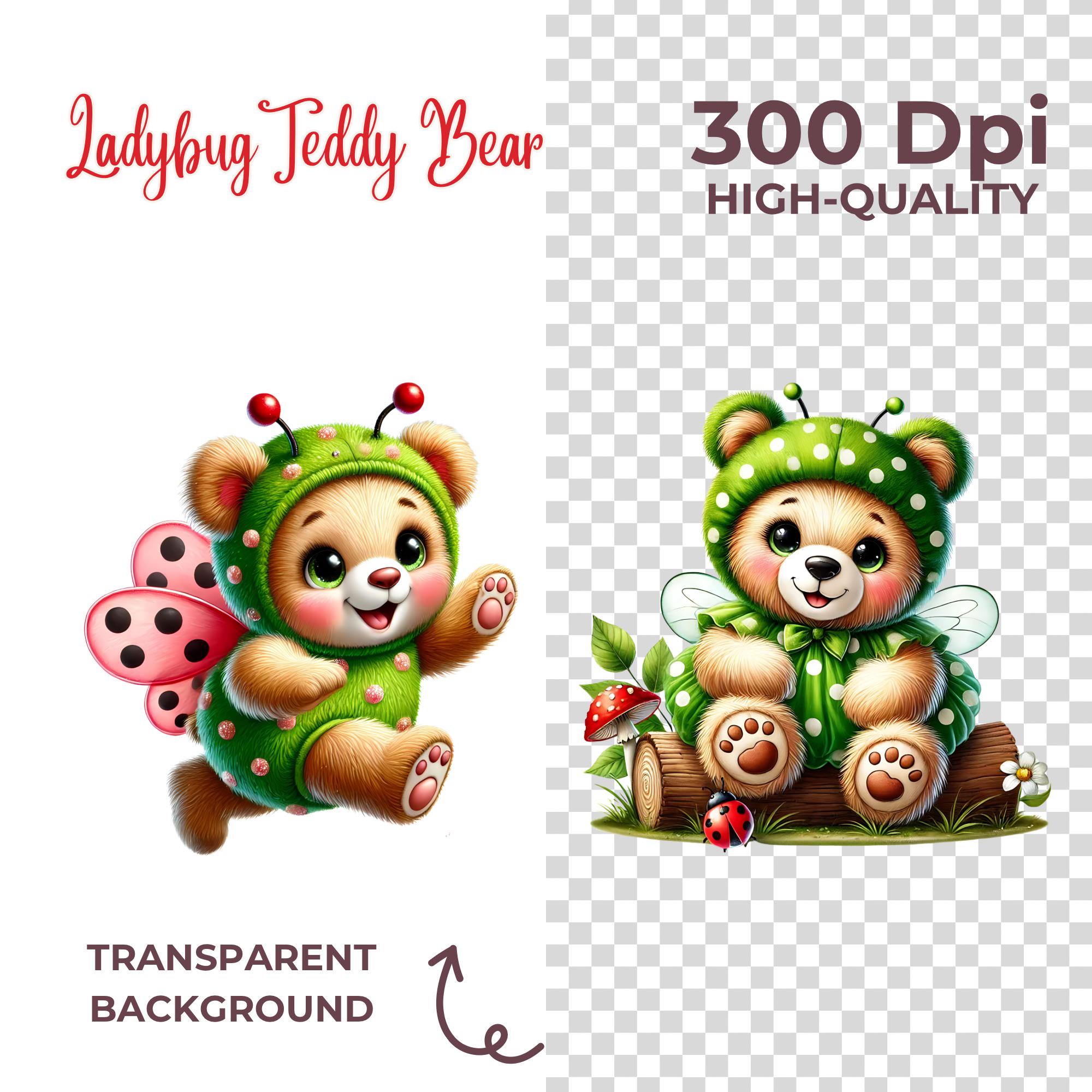 Watercolor Ladybug Teddy Bear Clipart , Teddy Bear PNG, Ladybug Png ...