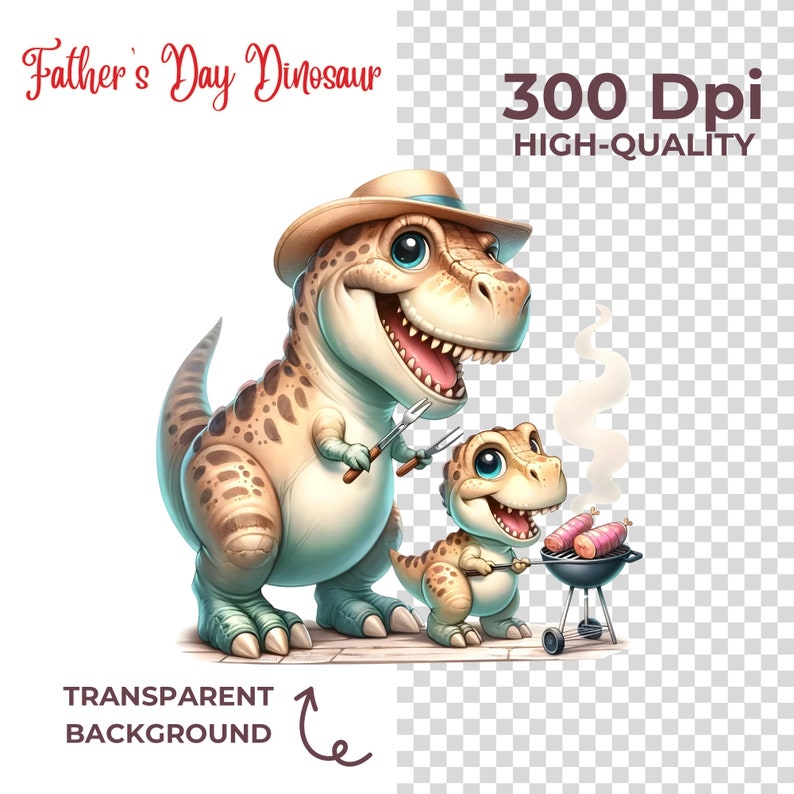 Watercolor Father's Day Dinosaur Clipart: 24 PNG Images (commercial Use ...