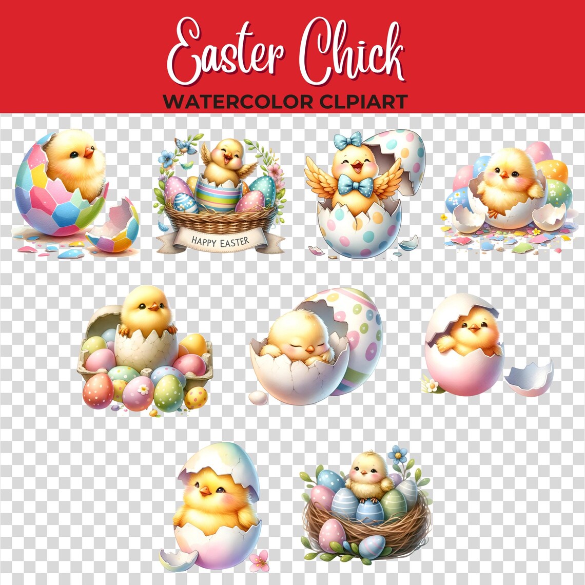 Watercolor Easter Chicks Clipart, Easter Clipart, Nursery Decor, Easter ...