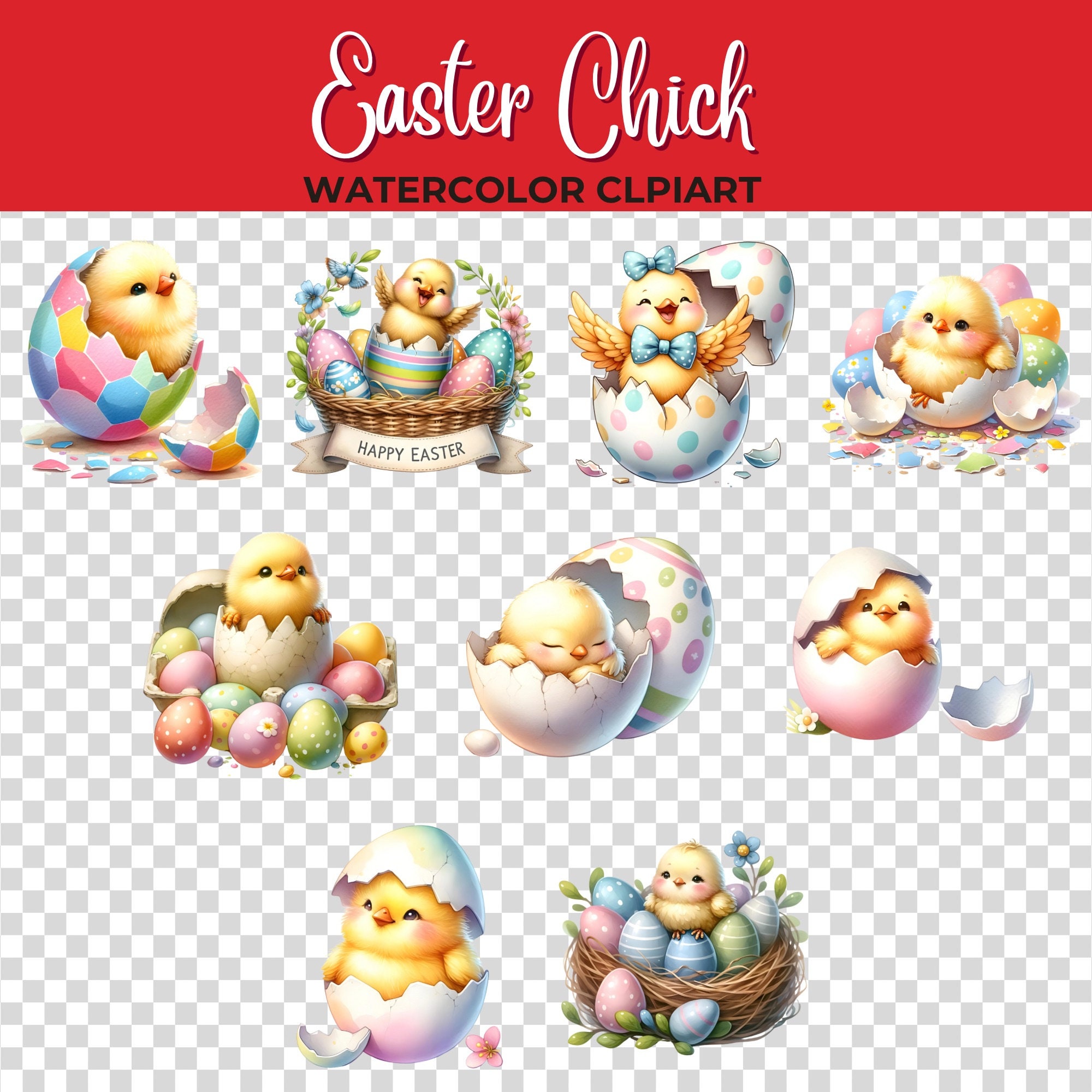 Watercolor Easter Chicks Clipart, Easter Clipart, Nursery Decor, Easter ...