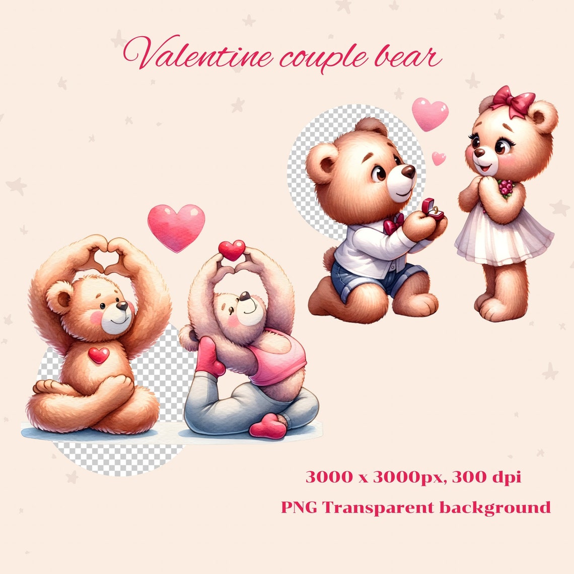 Valentines Bear Clipart, Couple Bear PNG, Valentines Clipart ...
