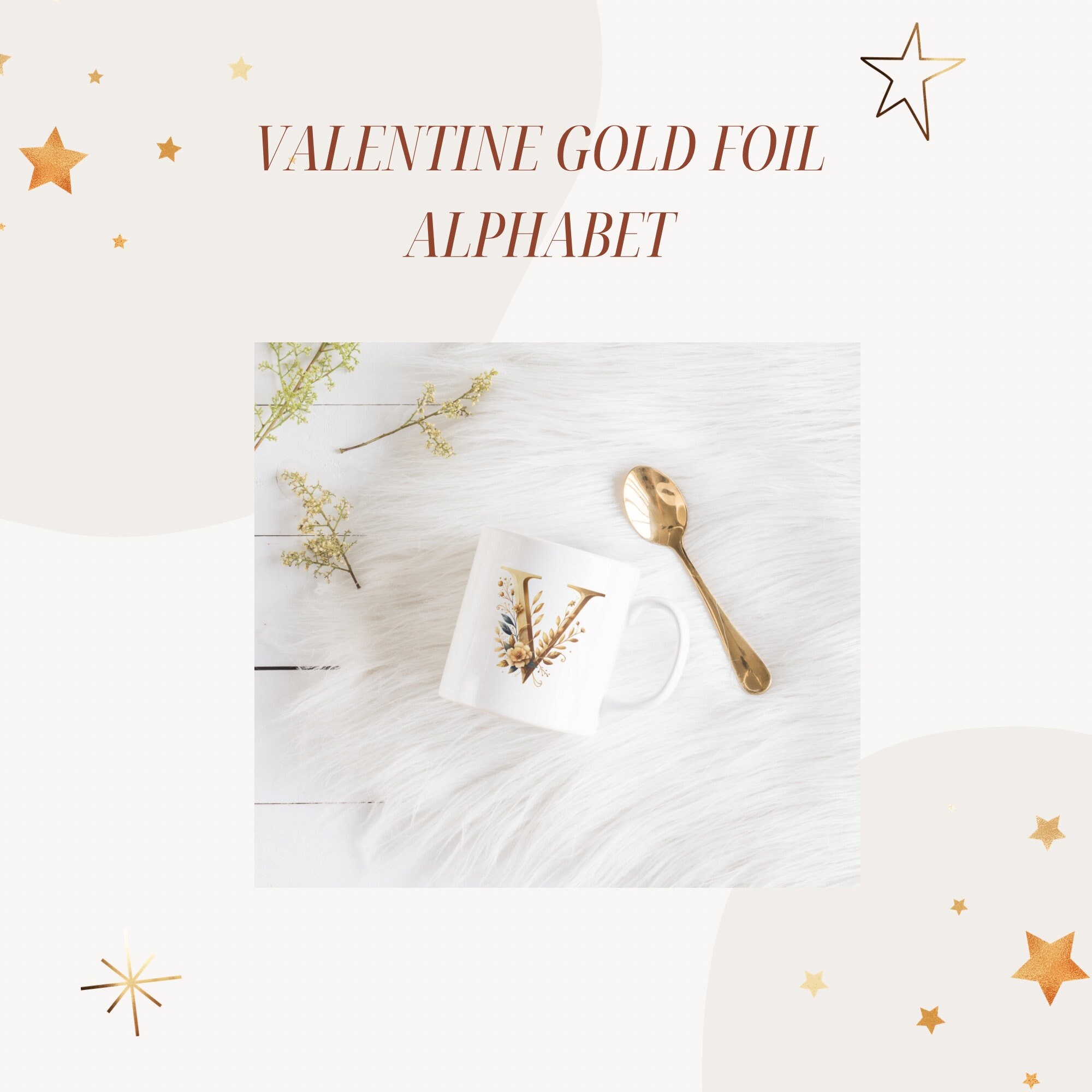 Golden Floral Alphabet Clipart, Golden Letters Clipart, Valentines ...