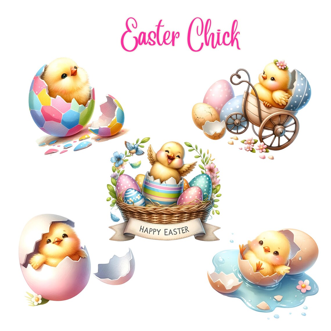 Watercolor Easter Chicks Clipart, Easter Clipart, Nursery Decor, Easter ...