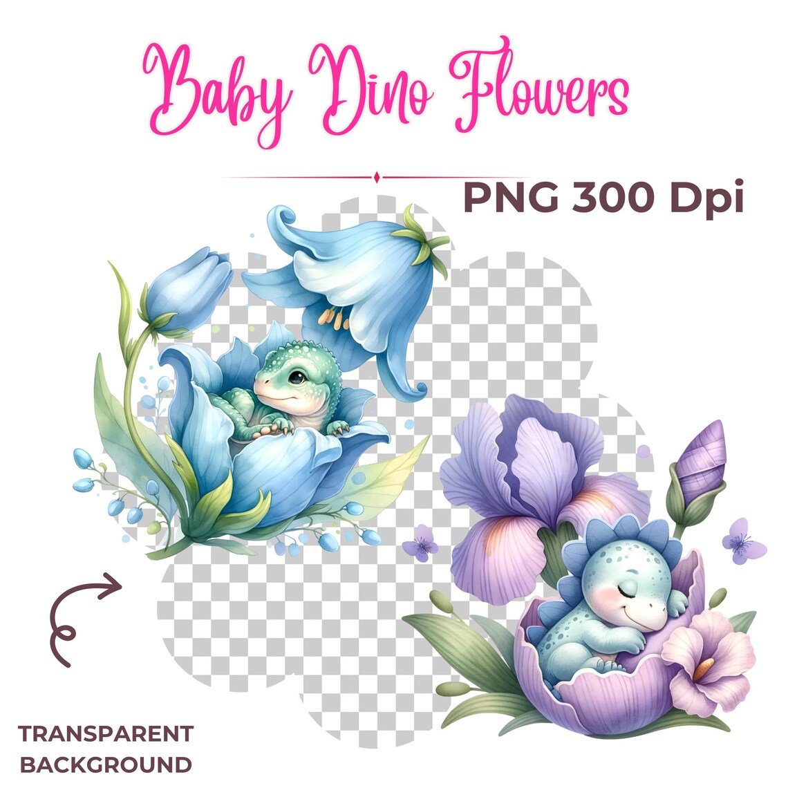 Watercolor Dinosaur Clipart, Easter Dinosaur Clipart, Baby Dinosaur PNG ...