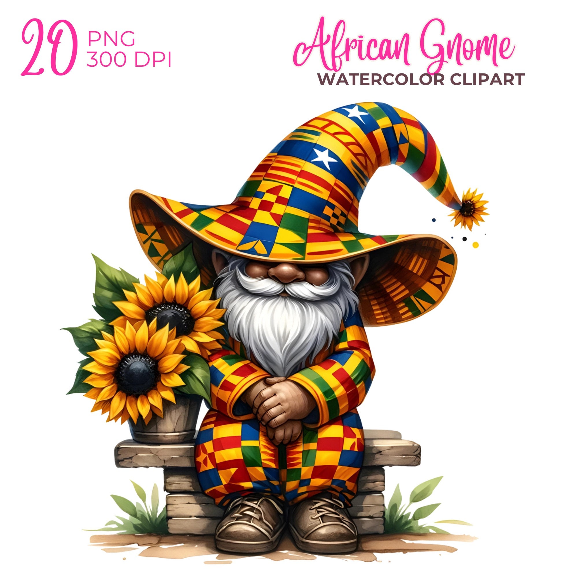 African Gnome Watercolor Clipart: Black History Month, Juneteenth (PNG ...