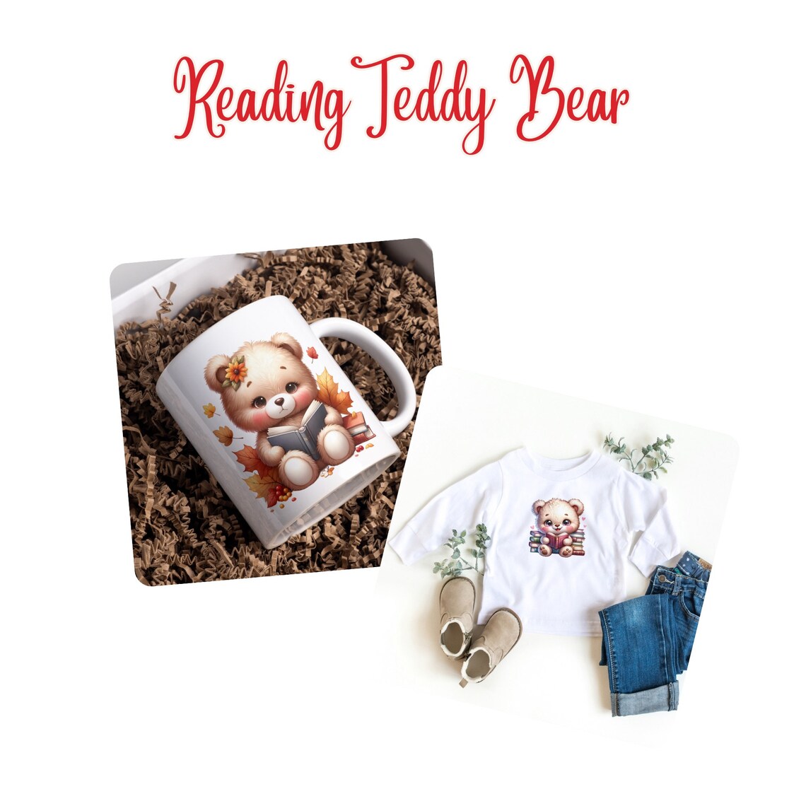 Watercolor Teddy Bear Reading Clipart, Teddy Bear PNG, World Book Day ...