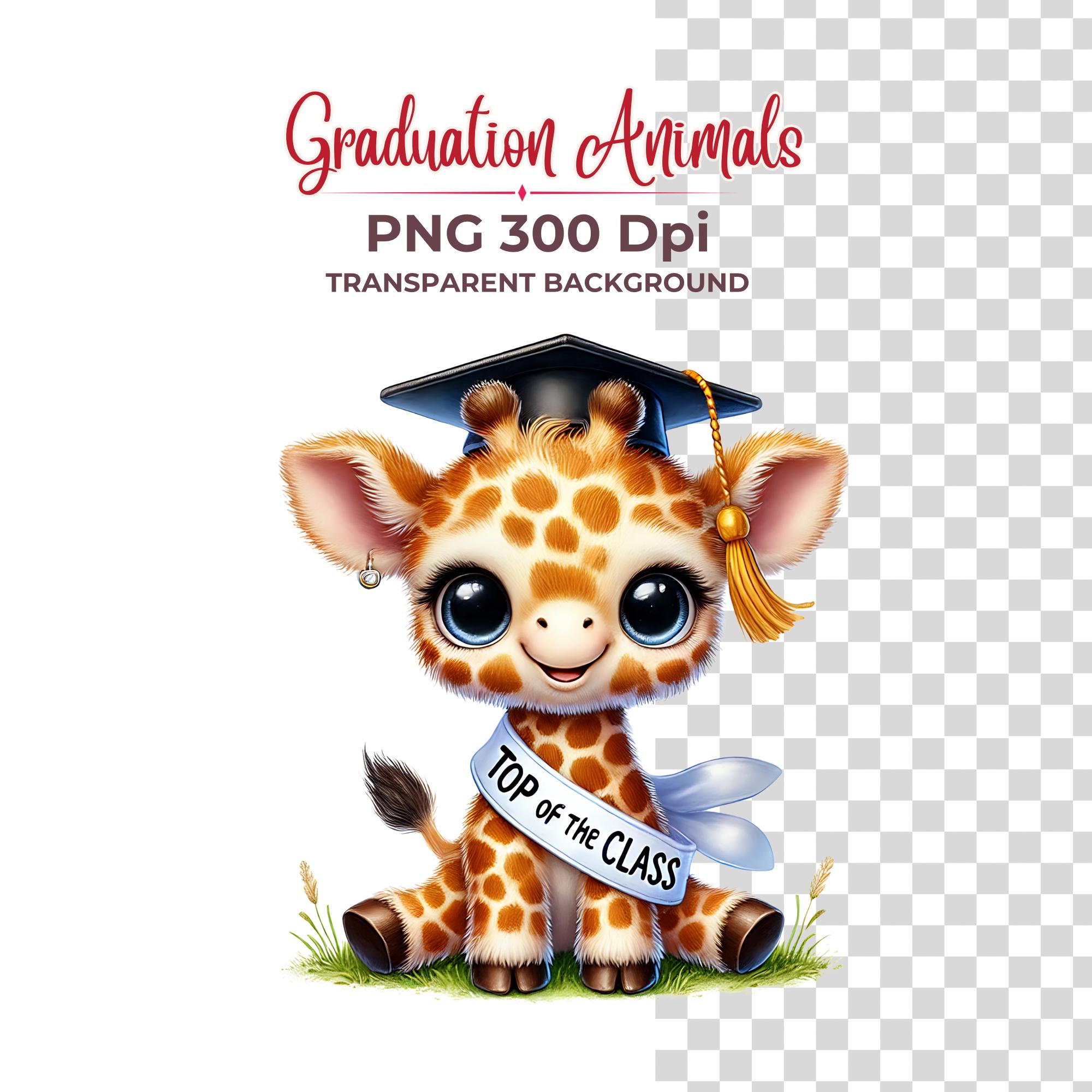 Watercolor Graduation Animals Clipart, Cute Animals PNG, Baby Animals ...