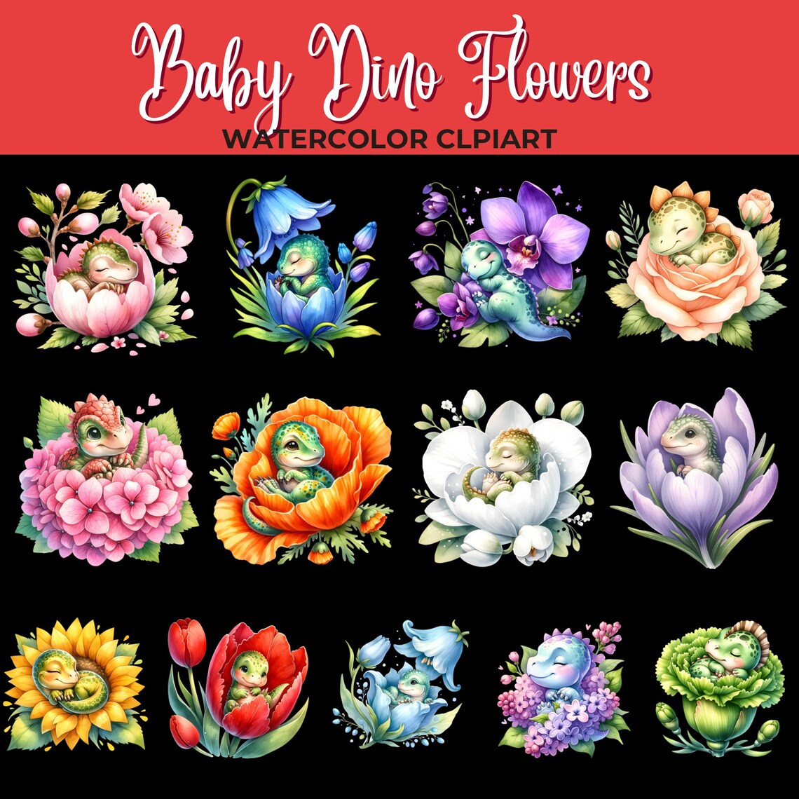 Watercolor Dinosaur Clipart, Easter Dinosaur Clipart, Baby Dinosaur PNG ...
