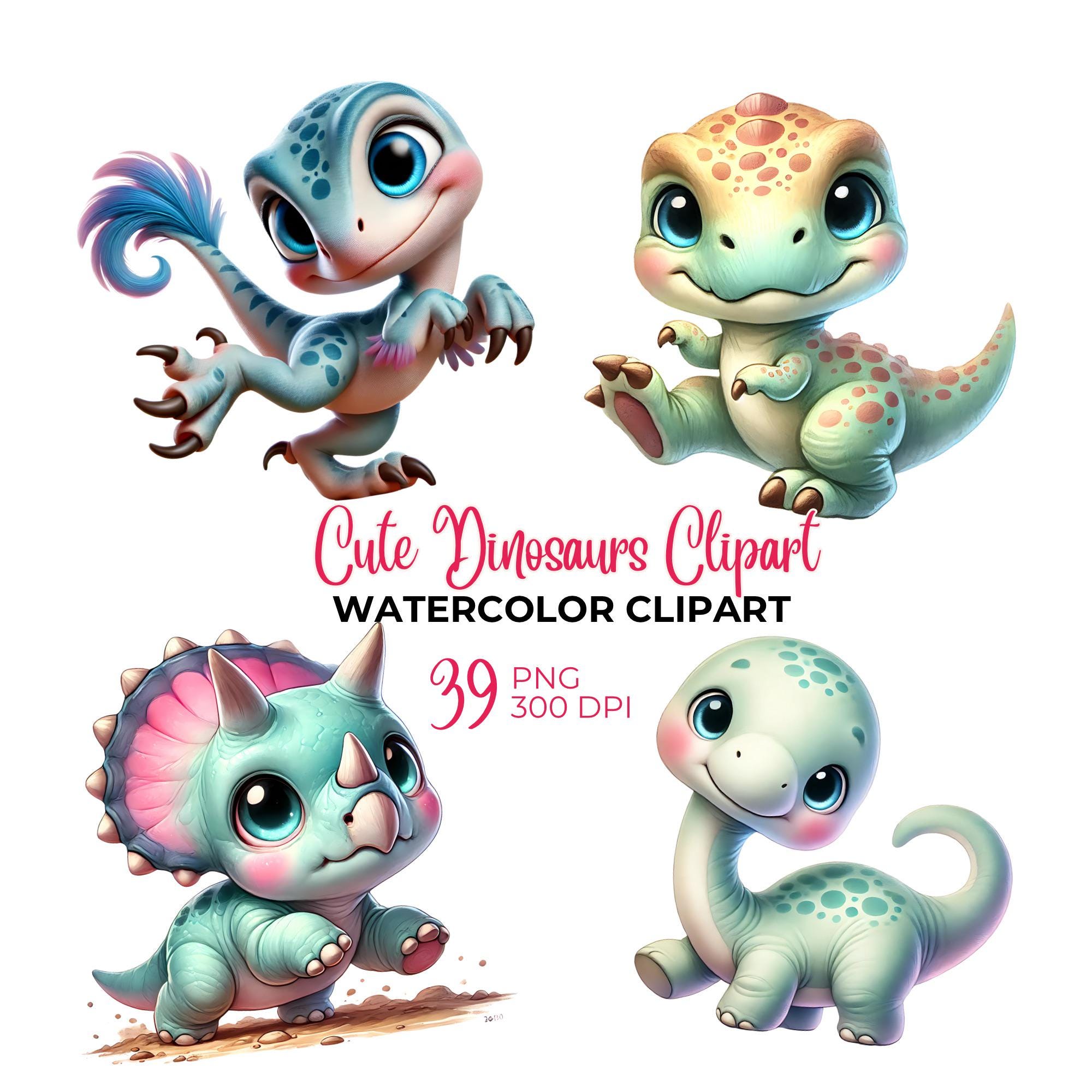 Watercolor Cute Dinosaur Clipart, Baby Dinosaur PNG, Dinosaur Baby ...