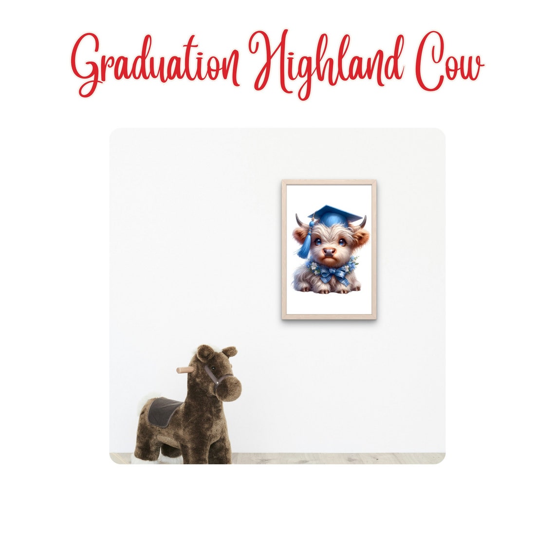 Watercolor Graduation Highland Cow Clipart, Highland Cow PNG, Preschool ...