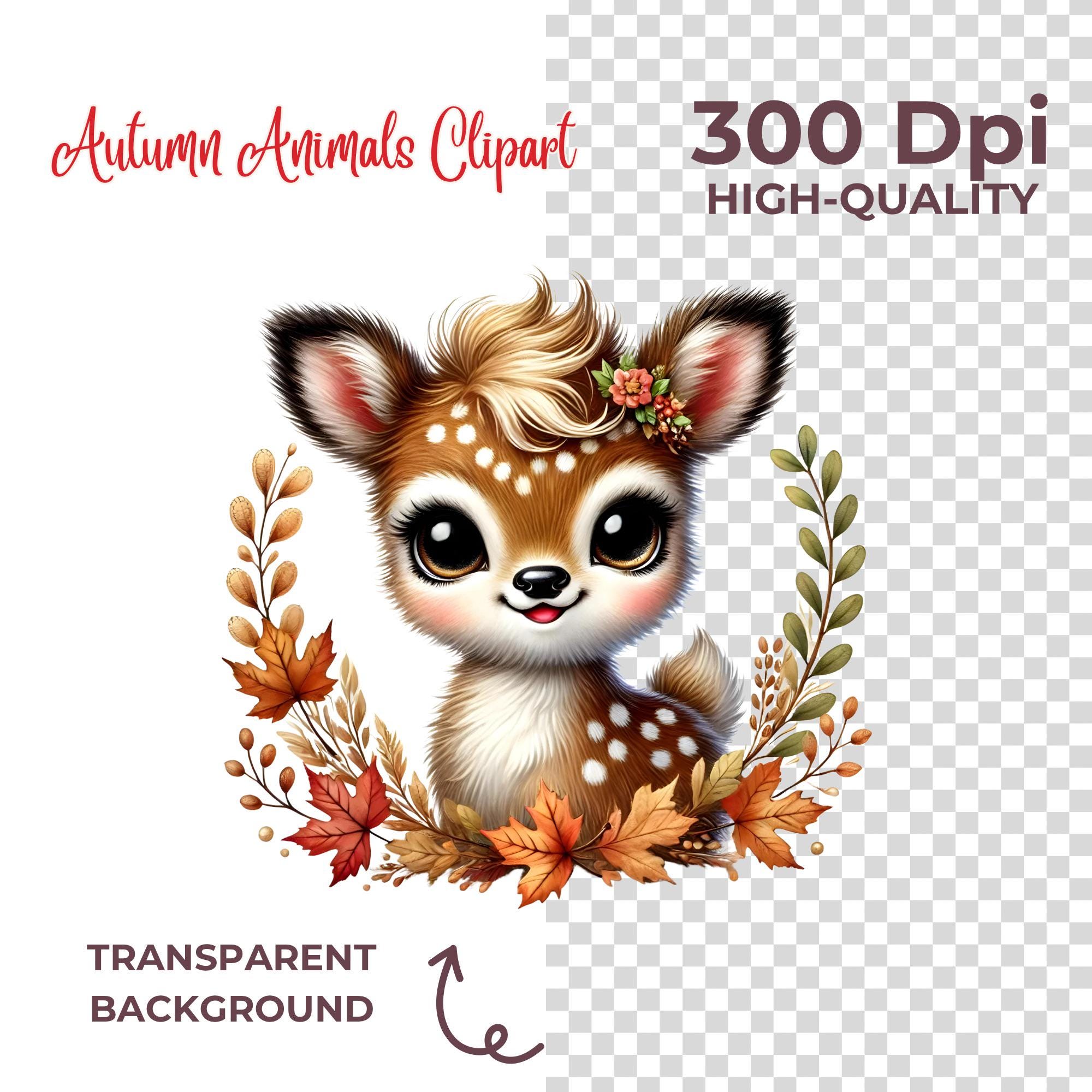 Watercolor Autumn Animals Clipart, Fall PNG (commercial Use) - Etsy