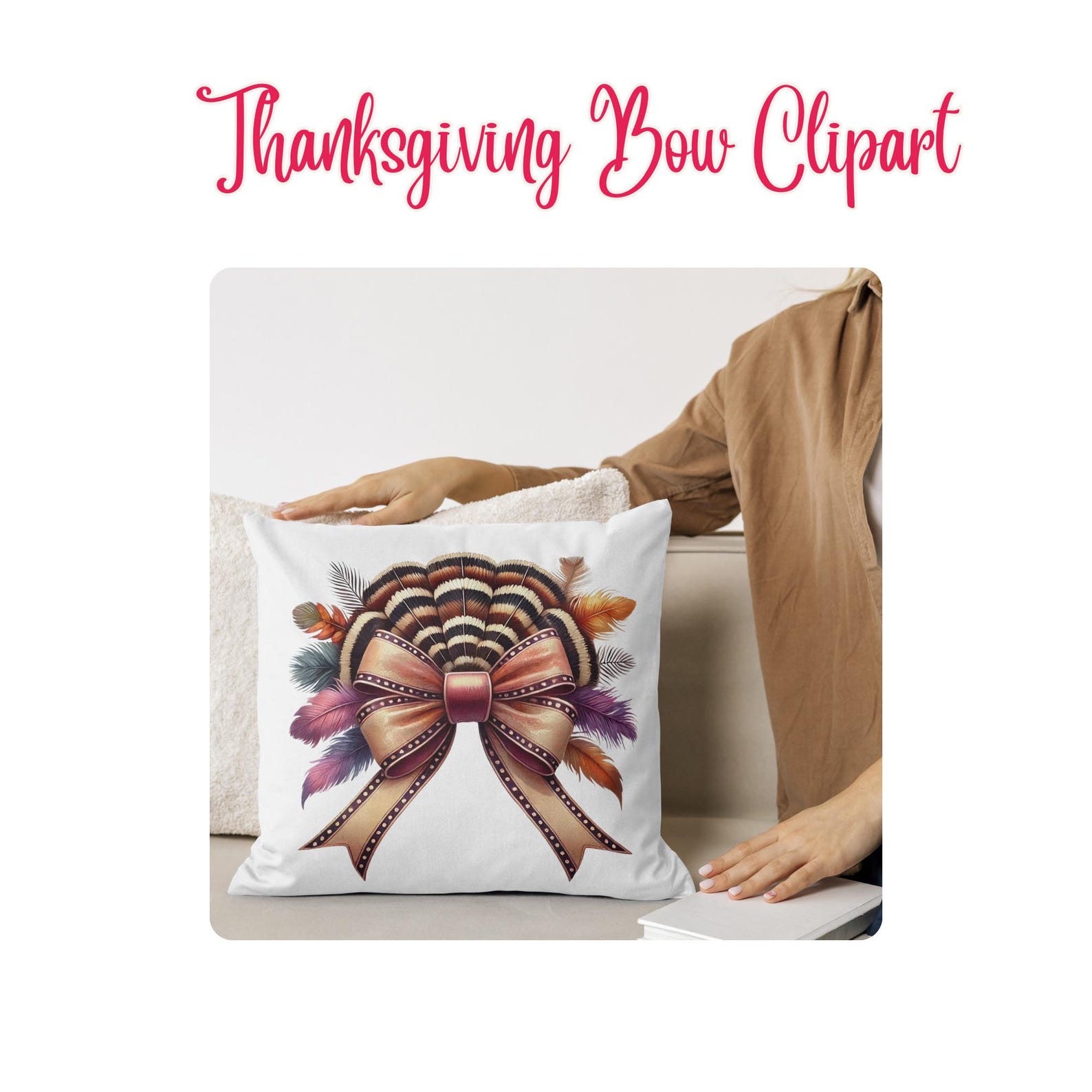 Watercolor Thanksgiving Bow Clipart: Coquette Autumn PNG (commercial ...