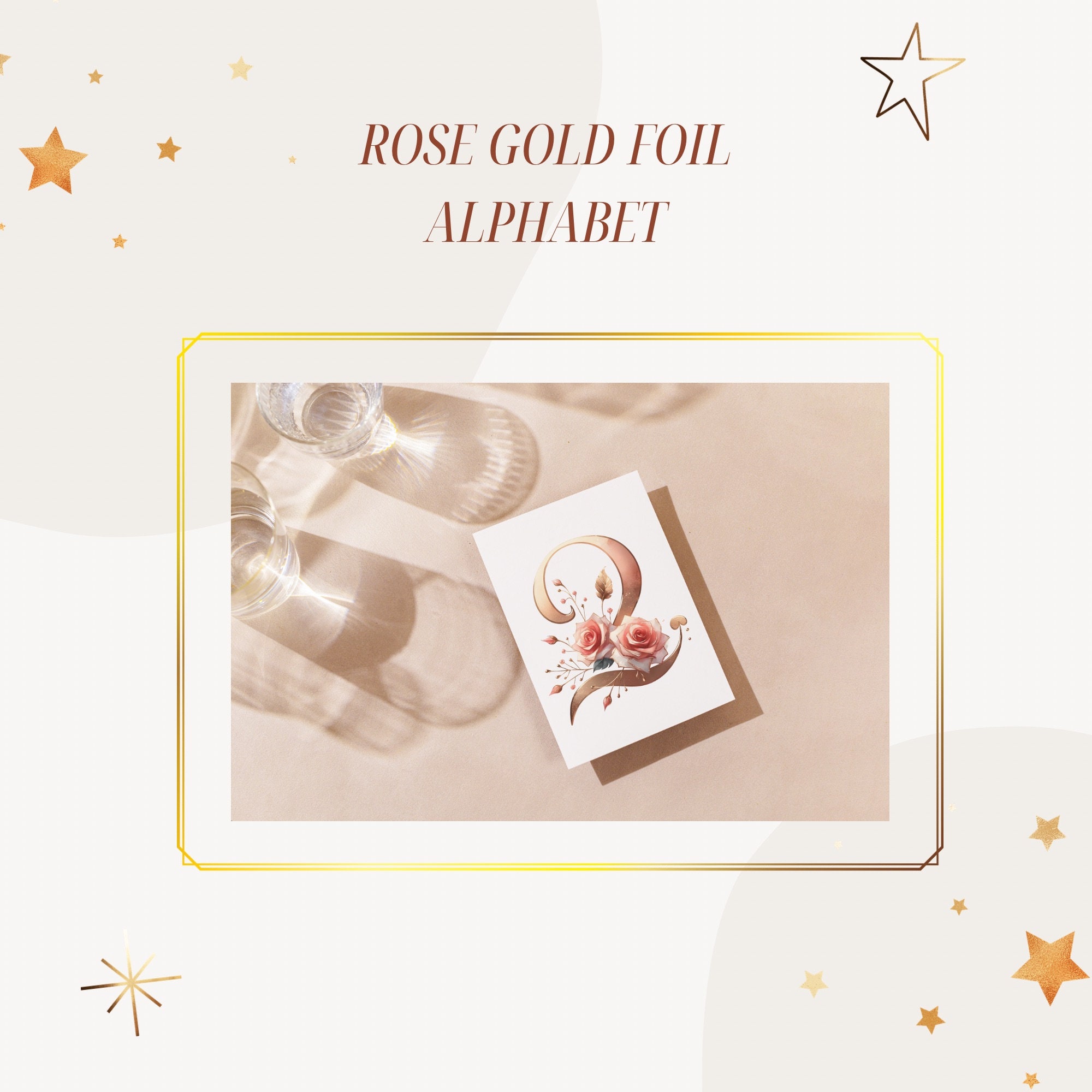 Rose Gold Floral Alphabet Clipart, Floral Letters PNG, Watercolor ...