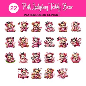 Watercolor Ladybug Teddy Bear Clipart Bundle: Nursery PNG (300 DPI) - Etsy