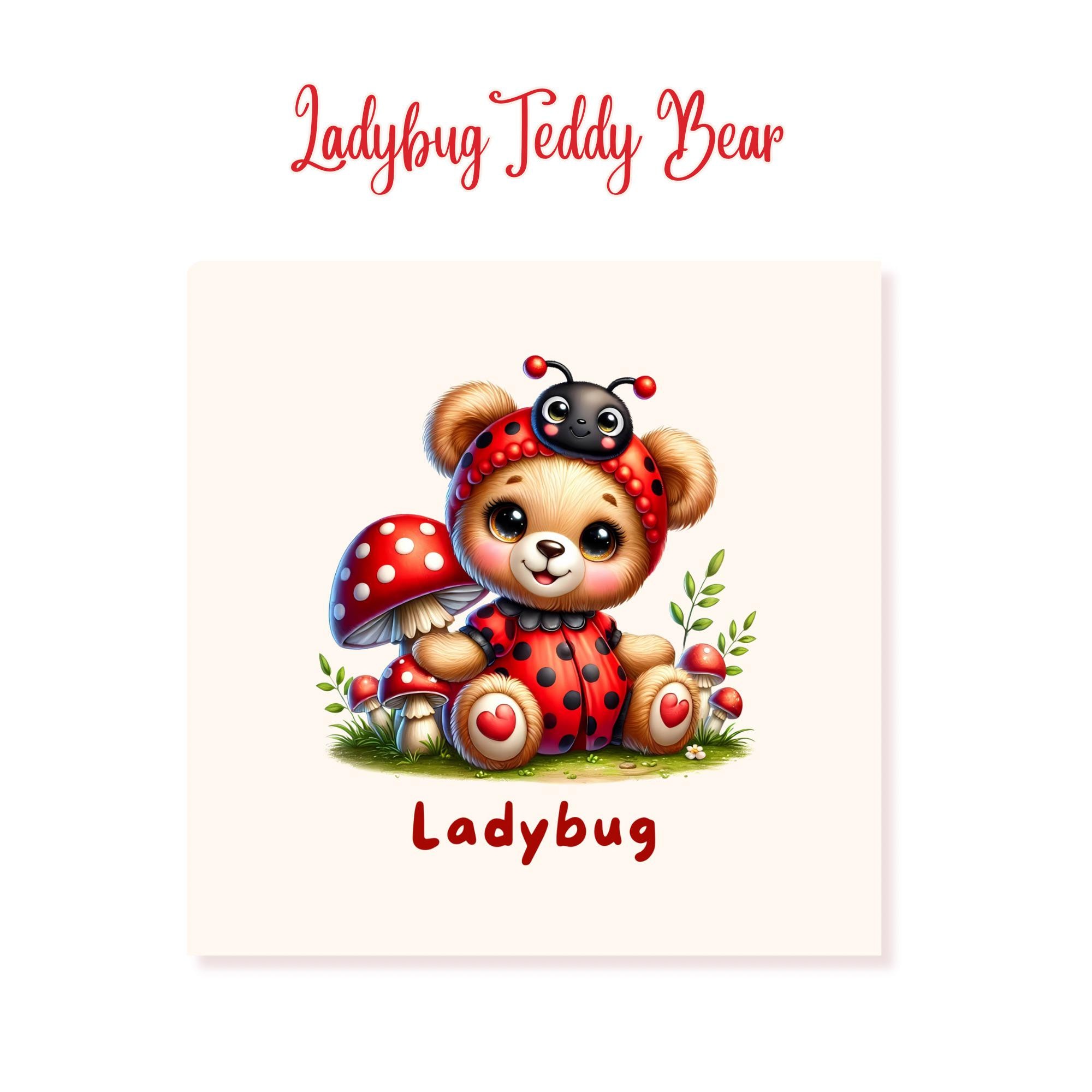 Watercolor Ladybug Teddy Bear Clipart: Nursery Sunflower PNG (digital ...