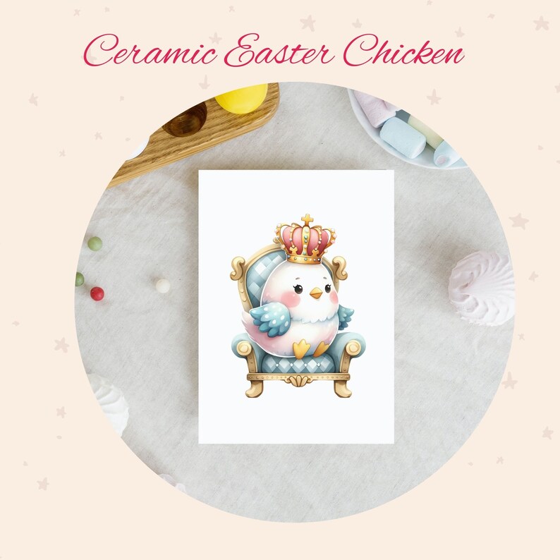 Watercolor Easter Ceramic Chicken Clipart, Ceramic Cute Chicks Clipart ...