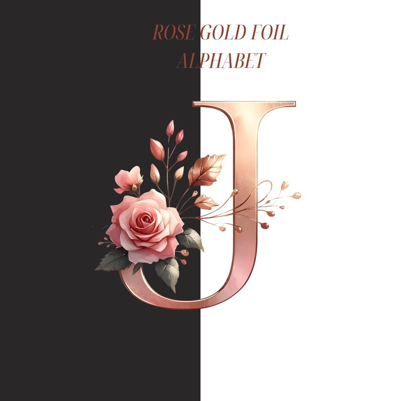Rose Gold Floral Alphabet Clipart, Floral Letters PNG, Watercolor ...