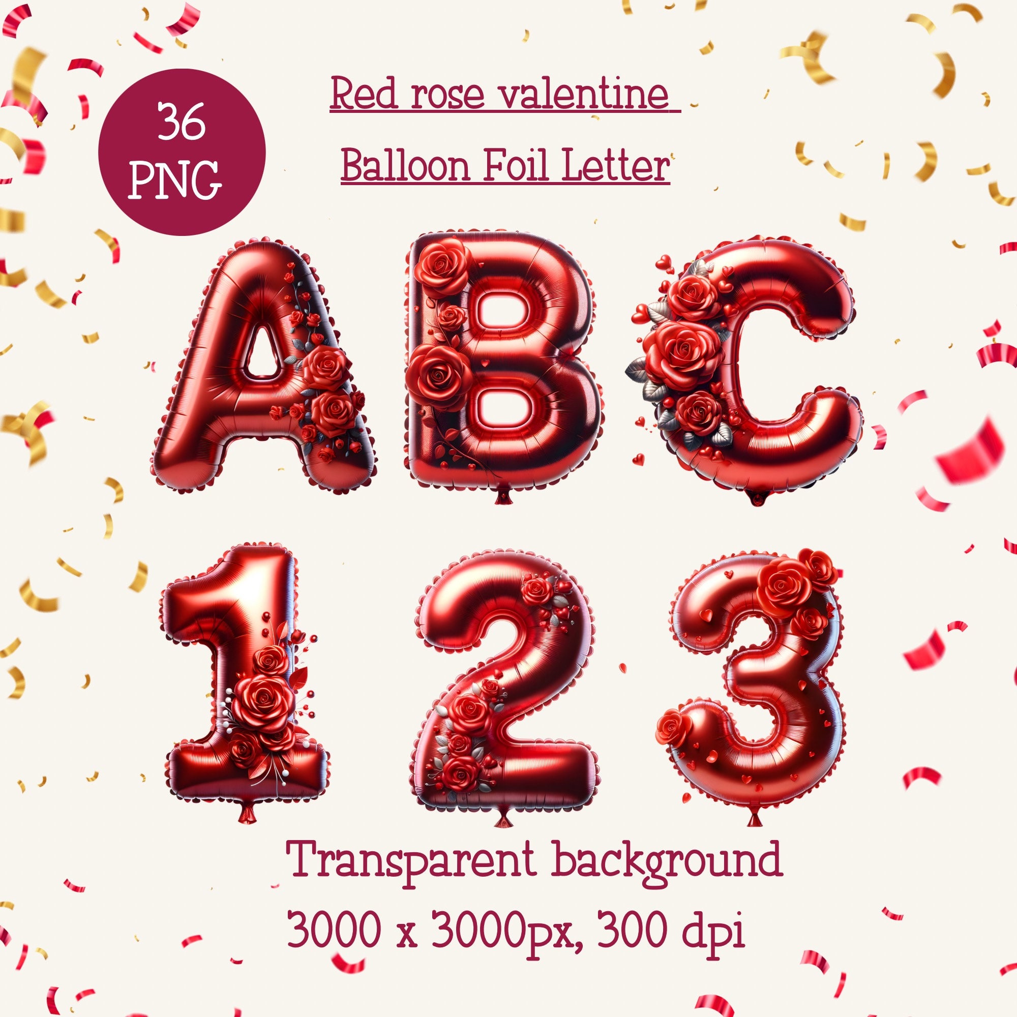 Balloon Letter Clipart, Valentines Day Balloon Clipart, Red Foil ...