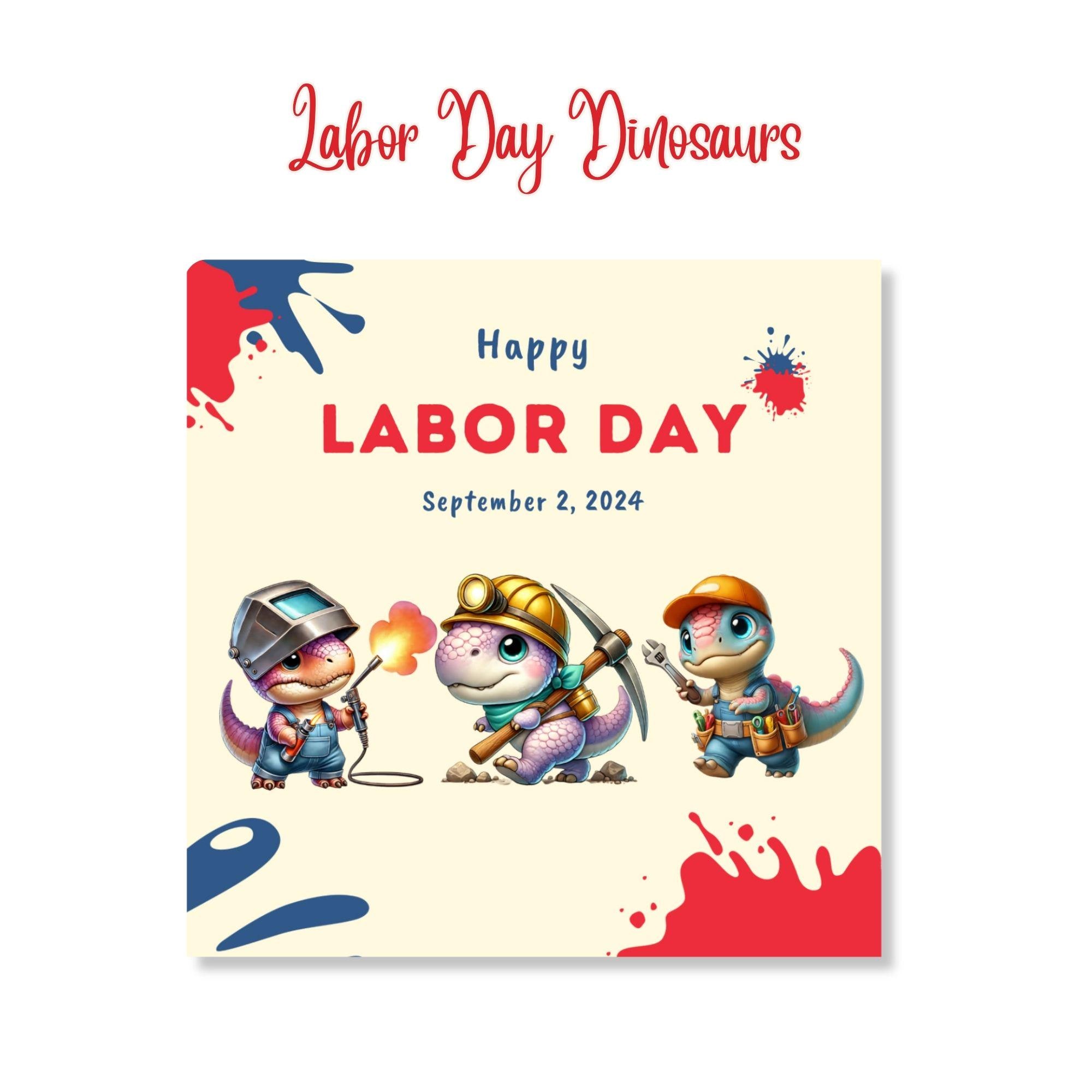 Watercolor Labor Day Cute Dinosaur Clipart, Occupations Baby Dinosaur ...
