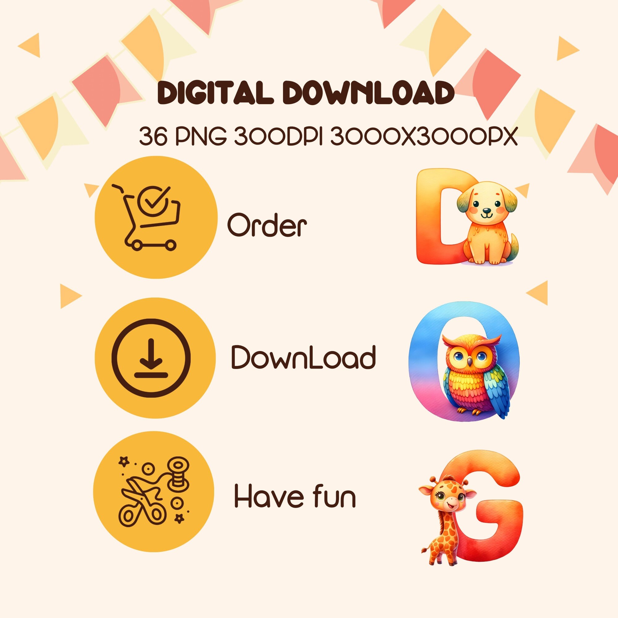 Watercolor Animal Alphabet Clipart, Education Illustration, Alphabet ...