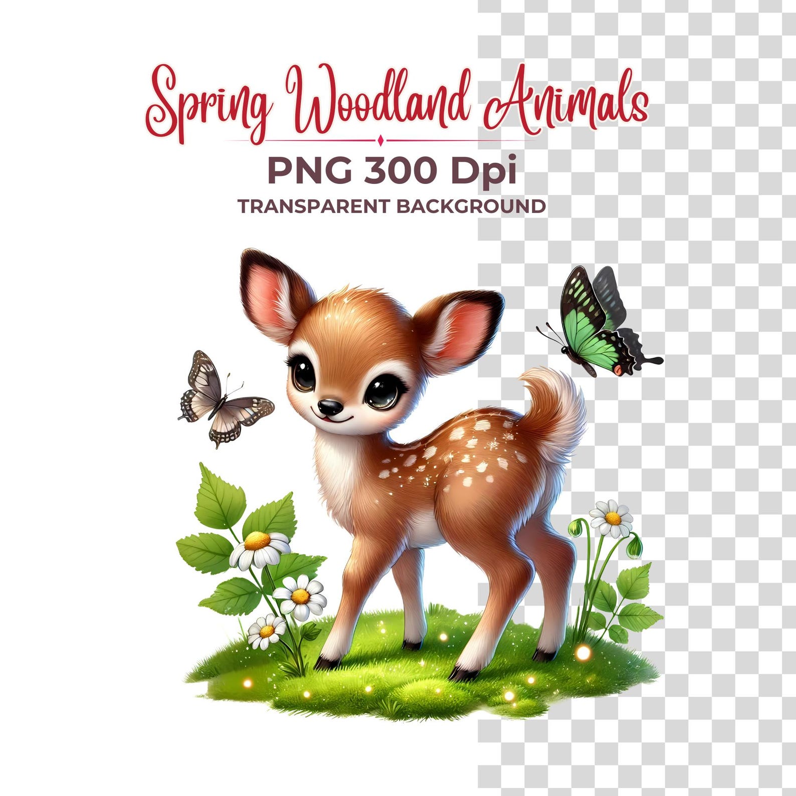 Watercolor Spring Animals Clipart, Cute Woodland Animals PNG, Baby ...