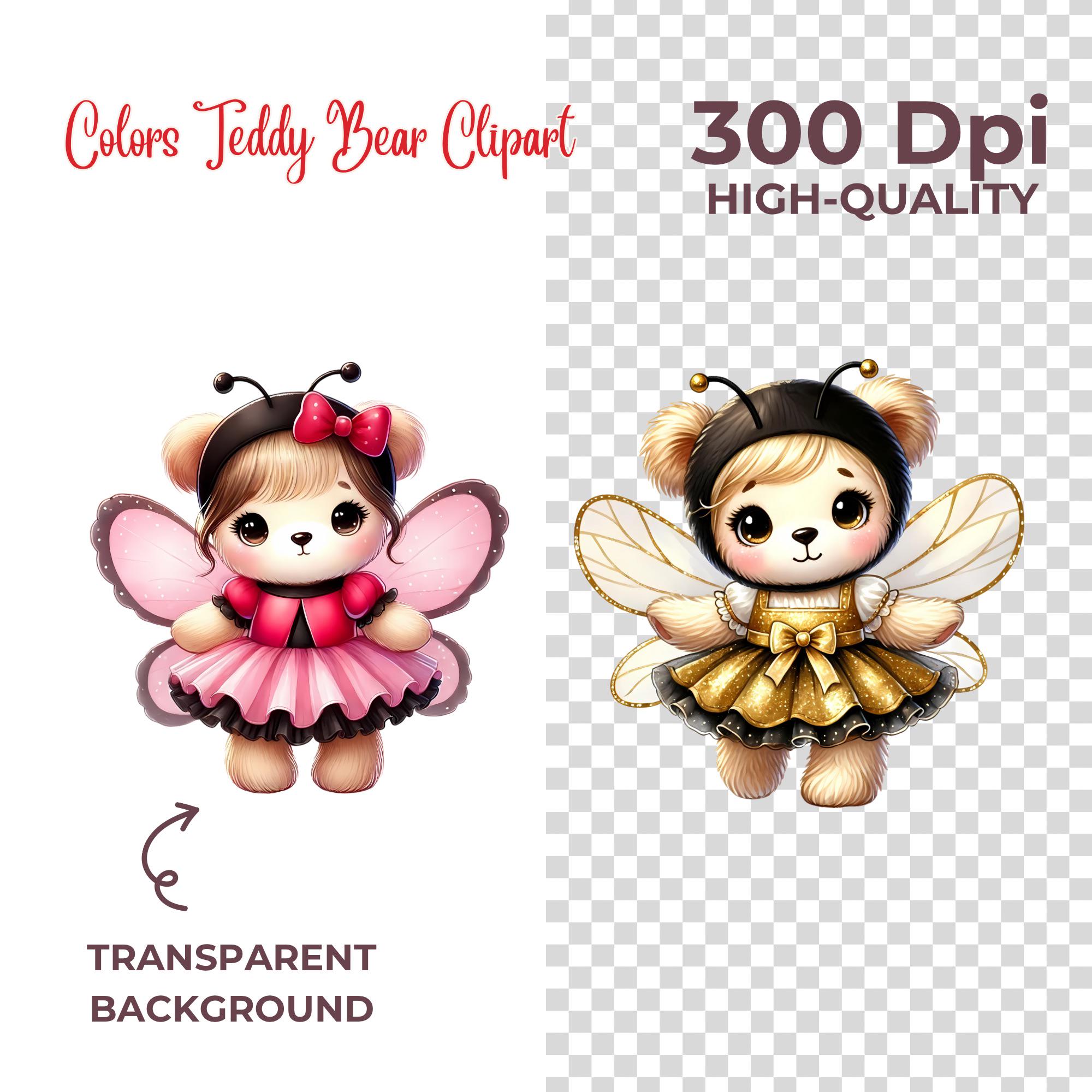 Watercolor Ladybug Teddy Bear Clipart: Nursery PNG (digital Download ...