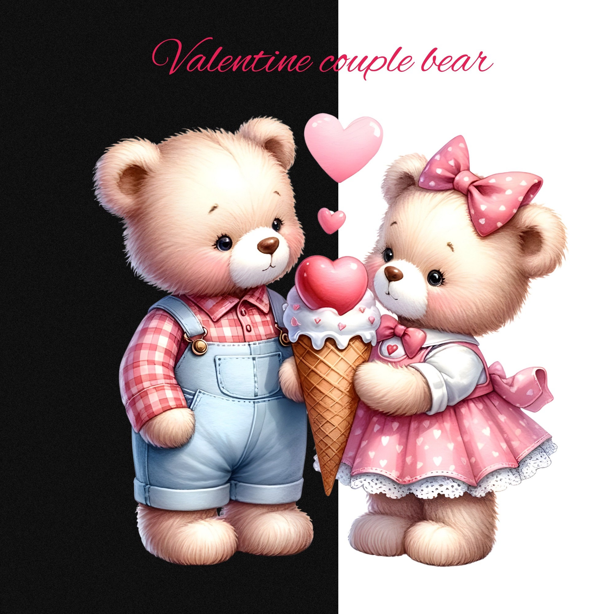 Valentines Bear Clipart, Couple Bear PNG, Valentines Clipart ...