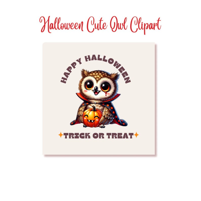 Watercolor Halloween Owl Clipart, Cute Jack-o-lantern PNG (commercial ...