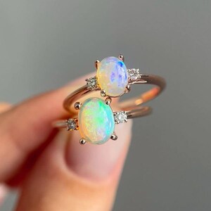 Multi Fire Opal Ring, Rainbow Opal Ring, Ethiopian Opal Ring, 14k Solid Gold Opal Ring, Sterling ...