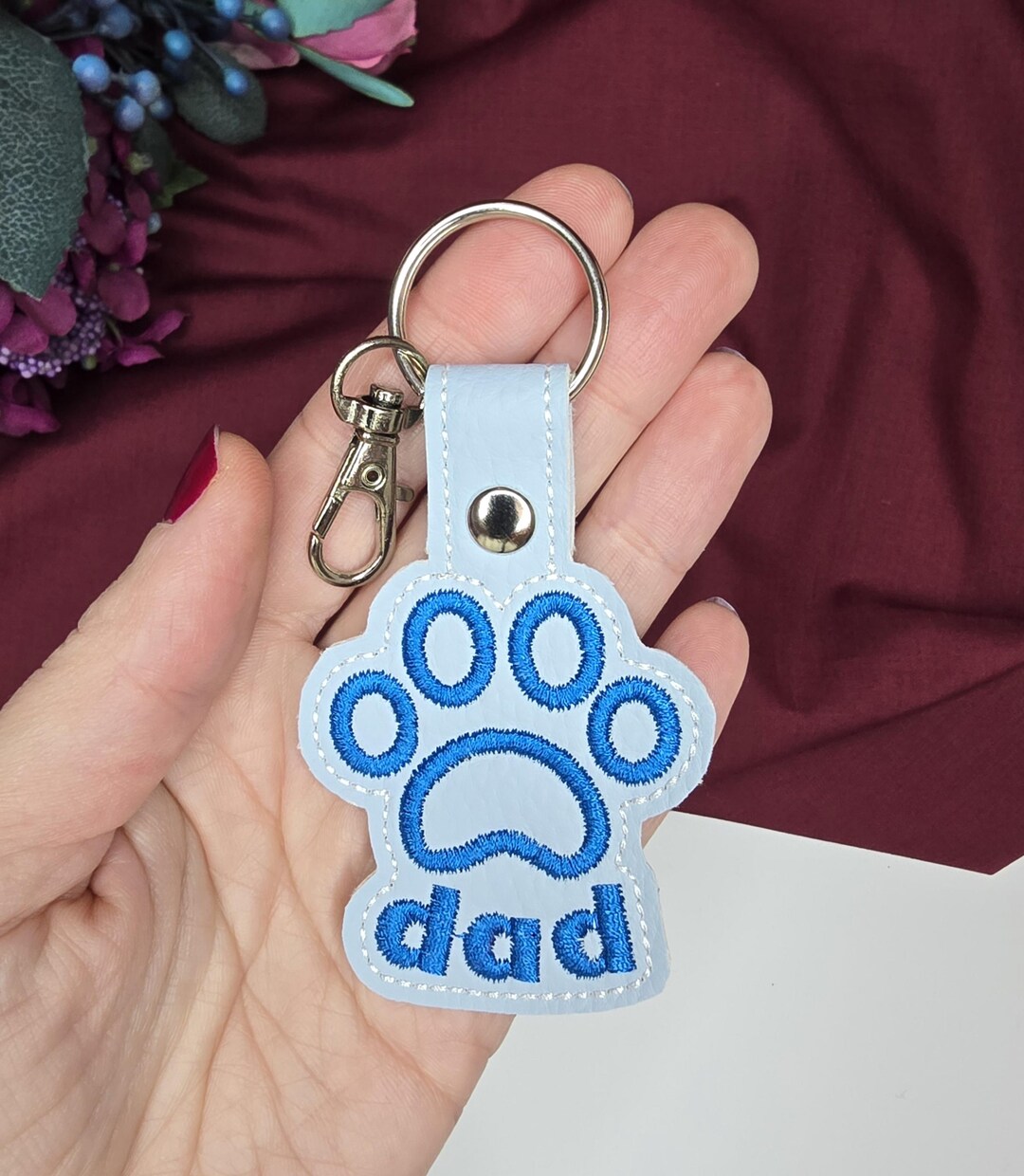 Handmade Key Tag, Machine Embroidered Keytag, Key Accessory, Dog Dad ...