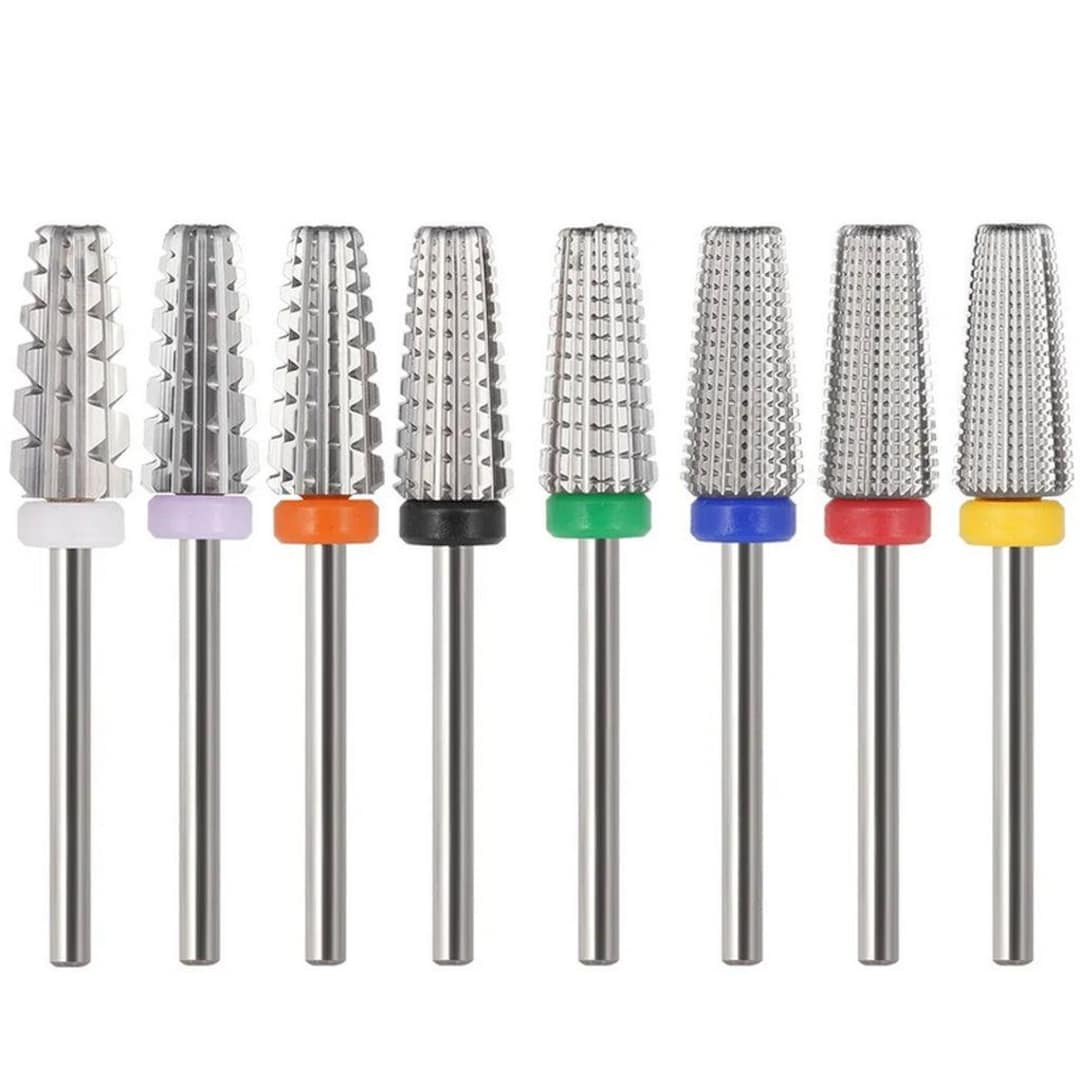 5 in 1 High Quality 2 Way Tapered Nail Silver Carbide Bit Acrylic Hard ...