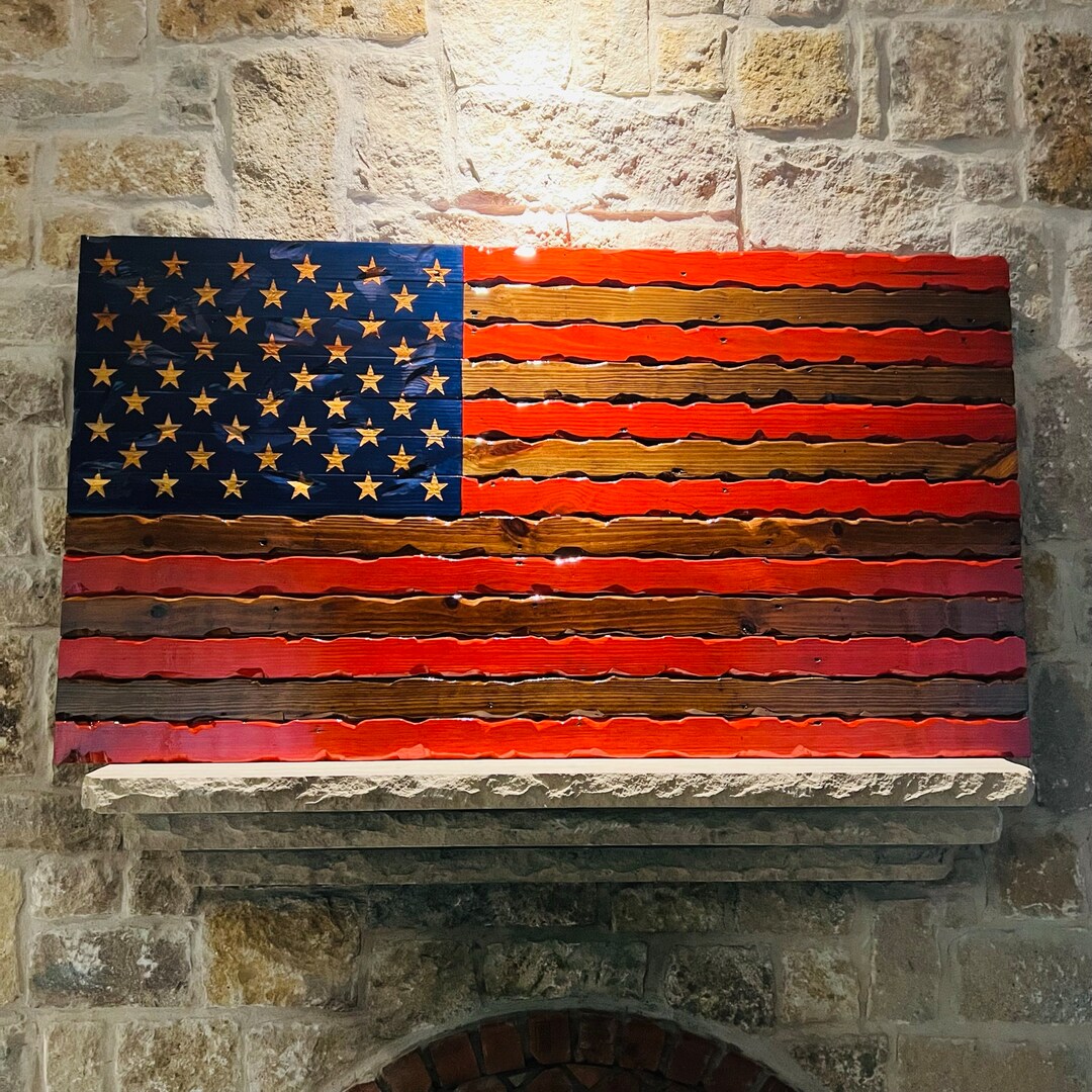 Large Wooden Distressed Flag, Handmade - Etsy