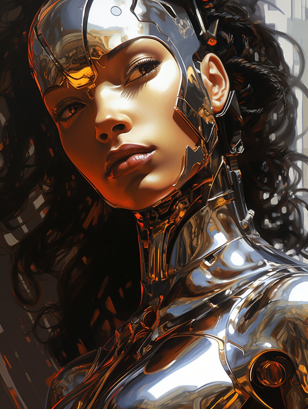 Sci-fi Femme Fatales: Robot Art Portraits in the Style of Martin Ansin and More - Etsy