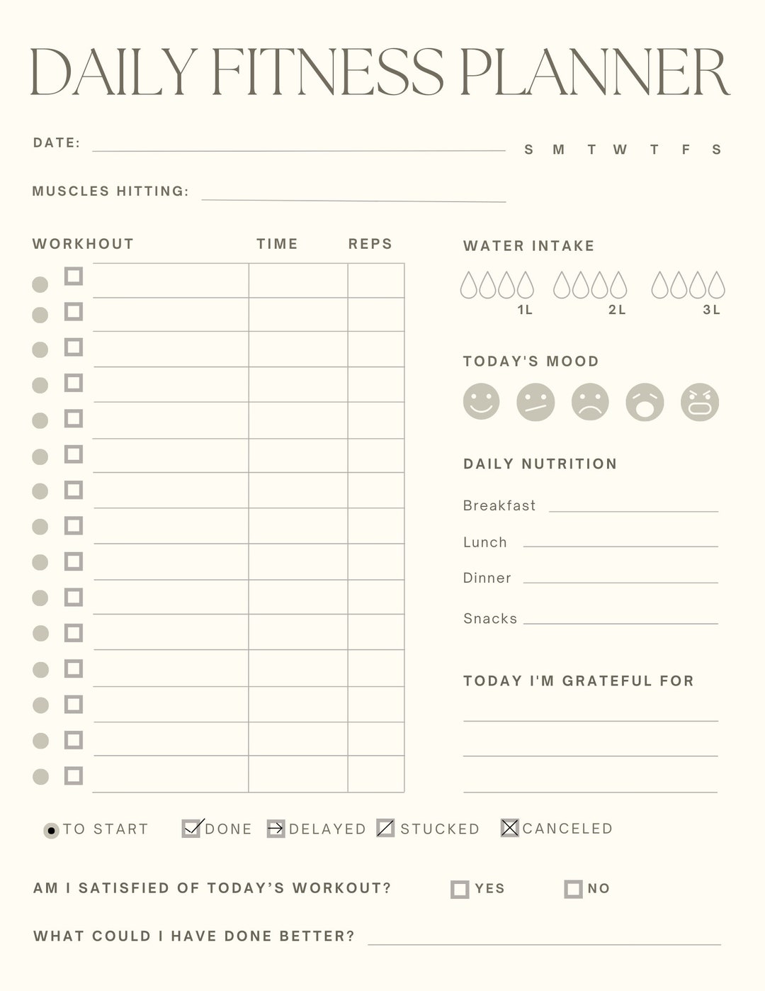 Your DAILY FITNESS PLANNER - Etsy