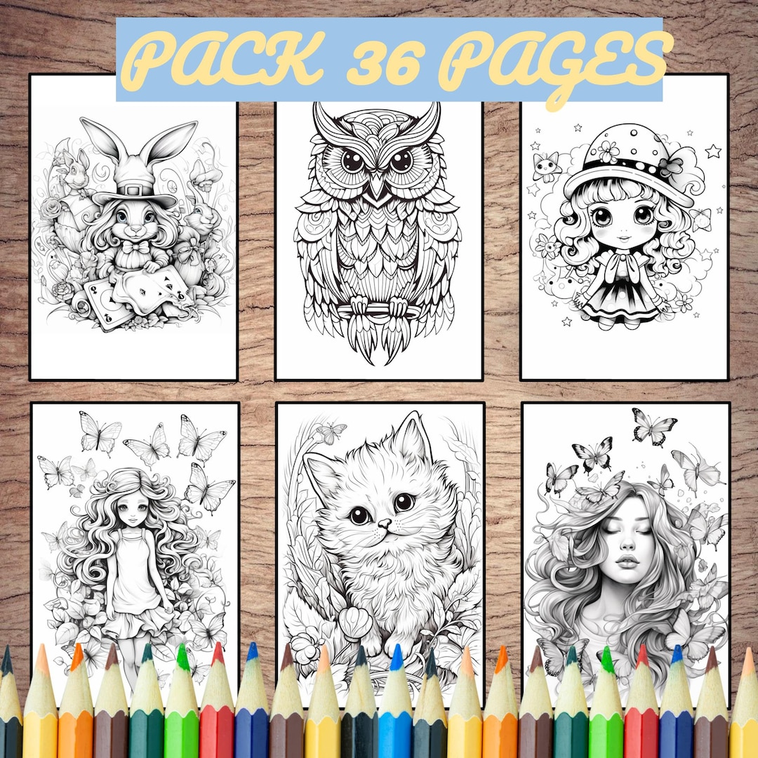 PACK 36 Pages A4 Printable Coloring Page for Kids for - Etsy Australia
