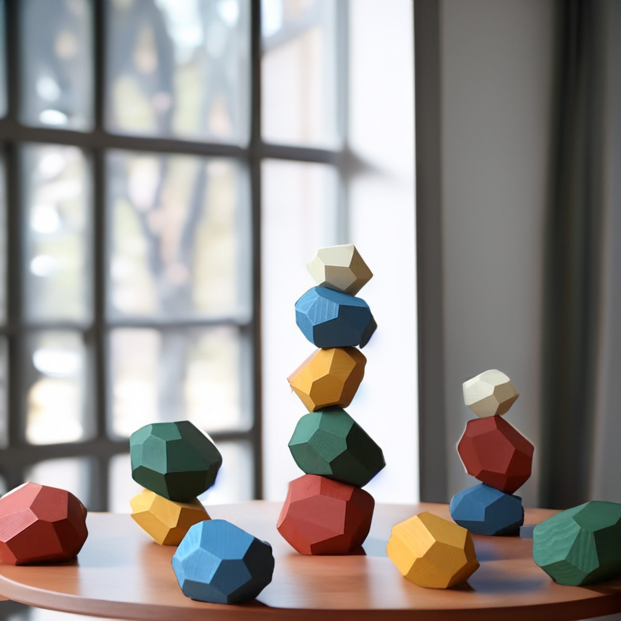 Stacking Blocks Mix Orange Modern Living Room Sculpture & Children's ...