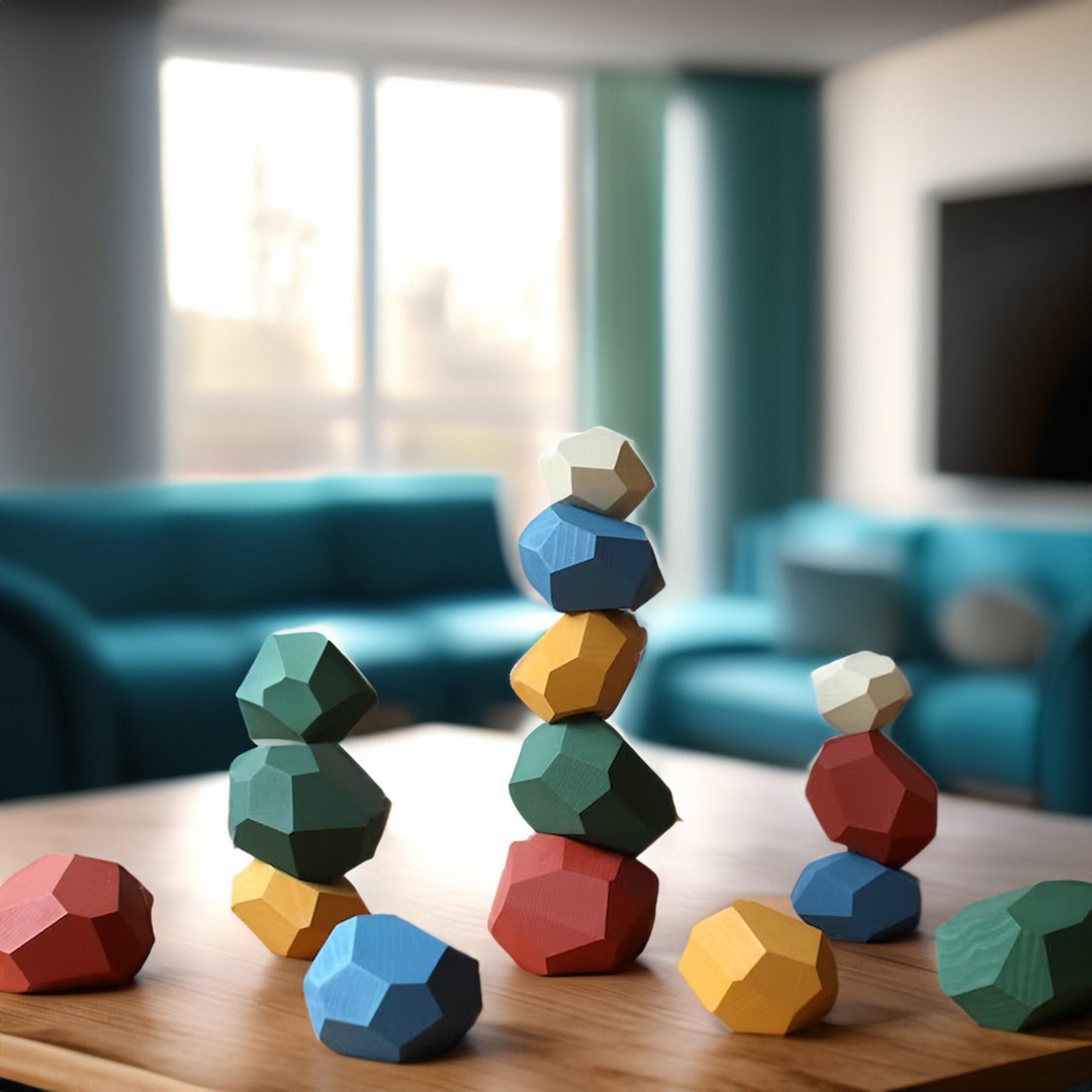 Stacking Blocks Mix Orange Modern Living Room Sculpture & Children's ...