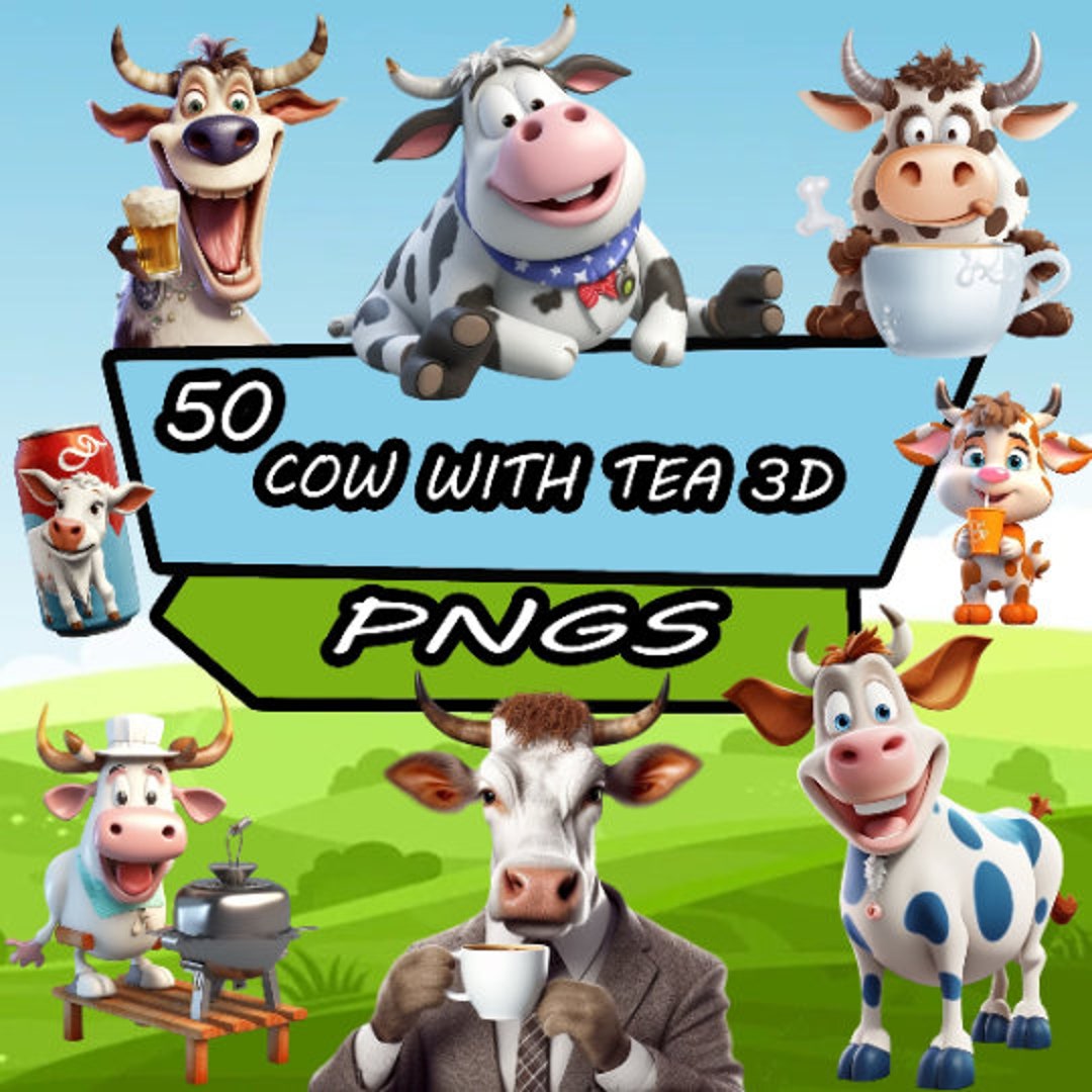 Cow Clipart PNG Bundle Cute Cow Clipart Funny Cow Summer Vibes Beach ...