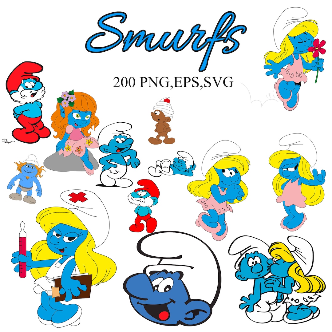 Smurfs SVG Bundle, Smurfs Font SVG Files for Cricut, Smurfs Cut Files ...