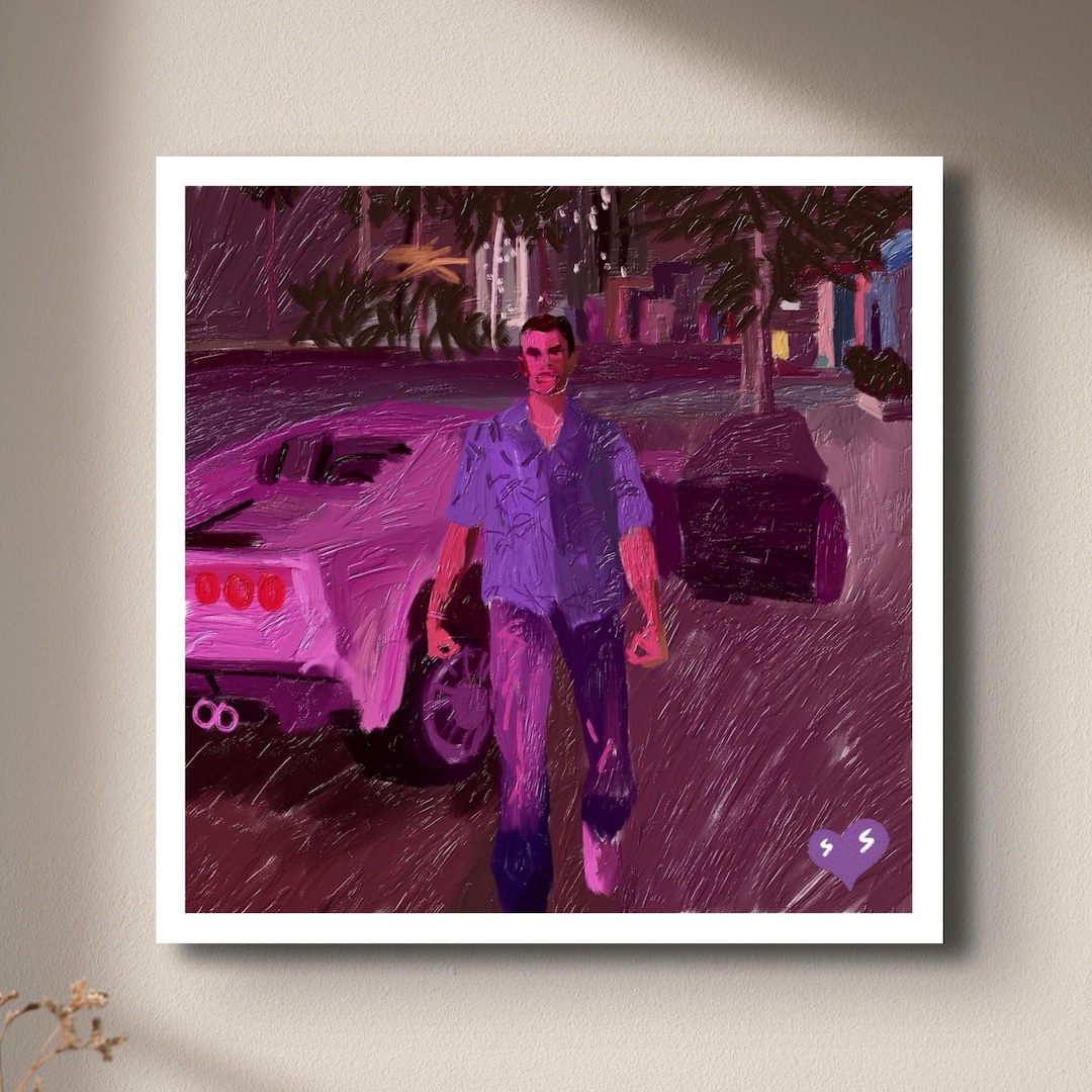 GTA Vice City Poster Oil Painting, Digitized Version, Poster on Premium ...