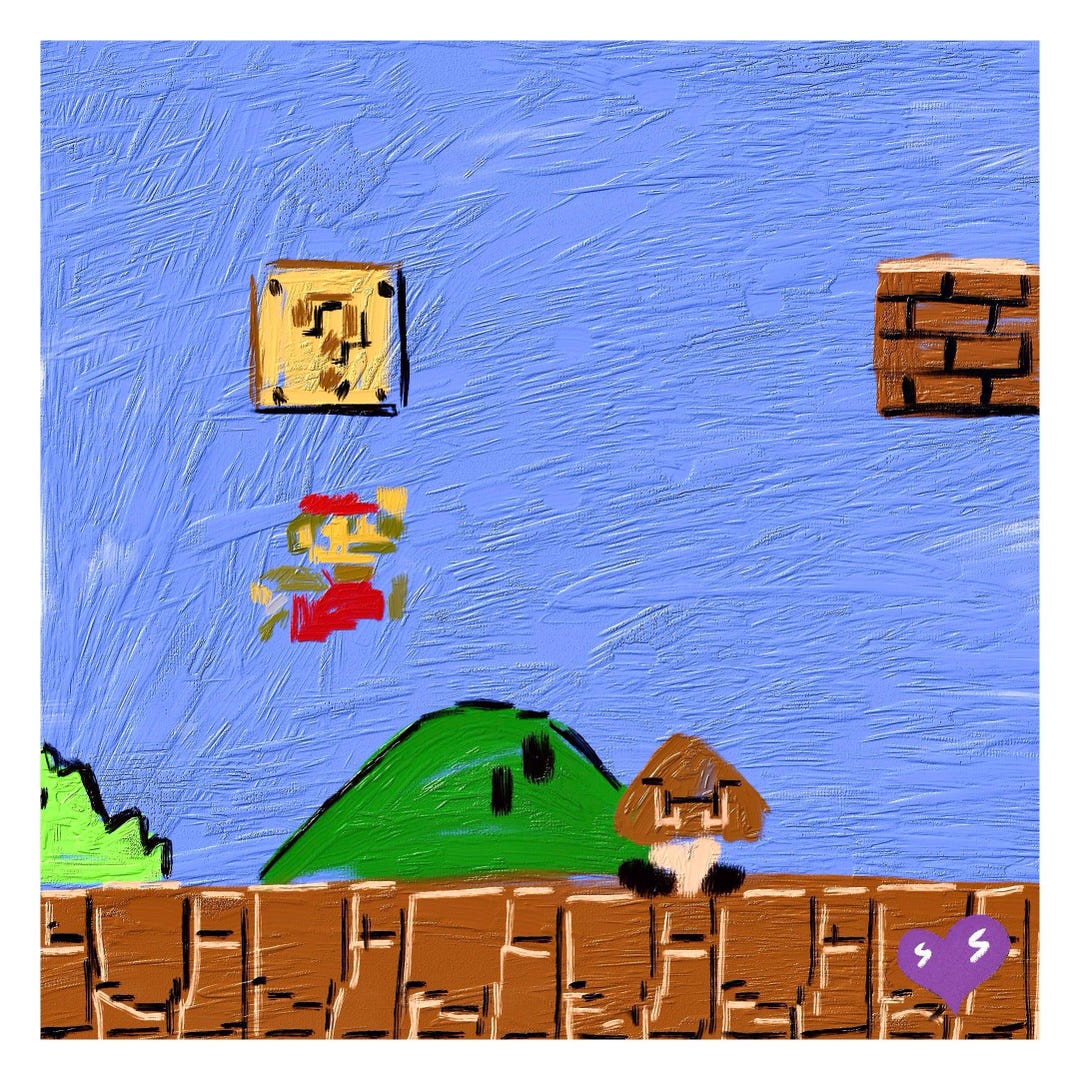 Dendy Super Mario Bros Oil Painting Style Digital Poster on Fujifilm ...
