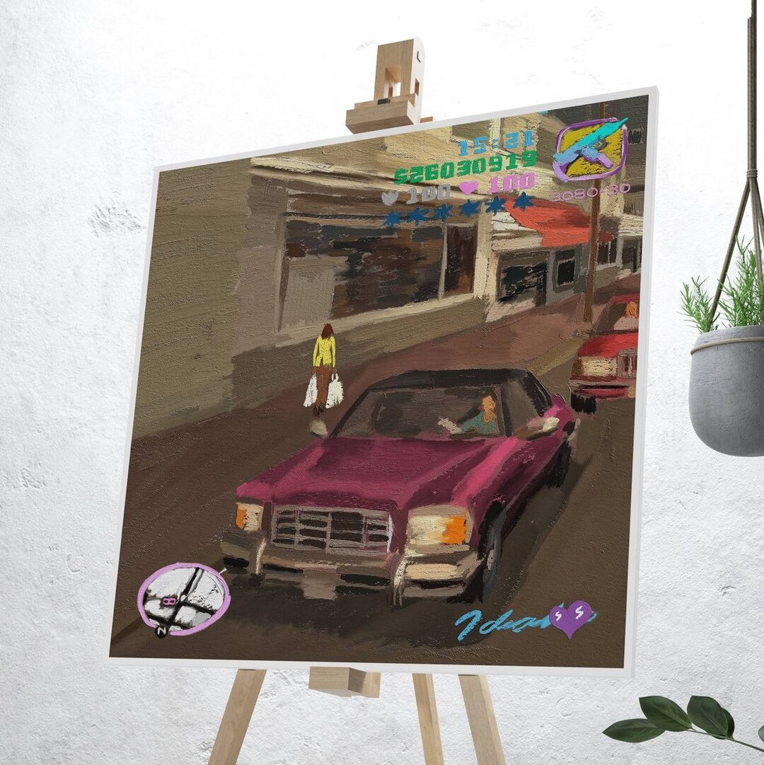 GTA Vice City Oil Painting Style Digital Poster on Fujifilm Glossy ...
