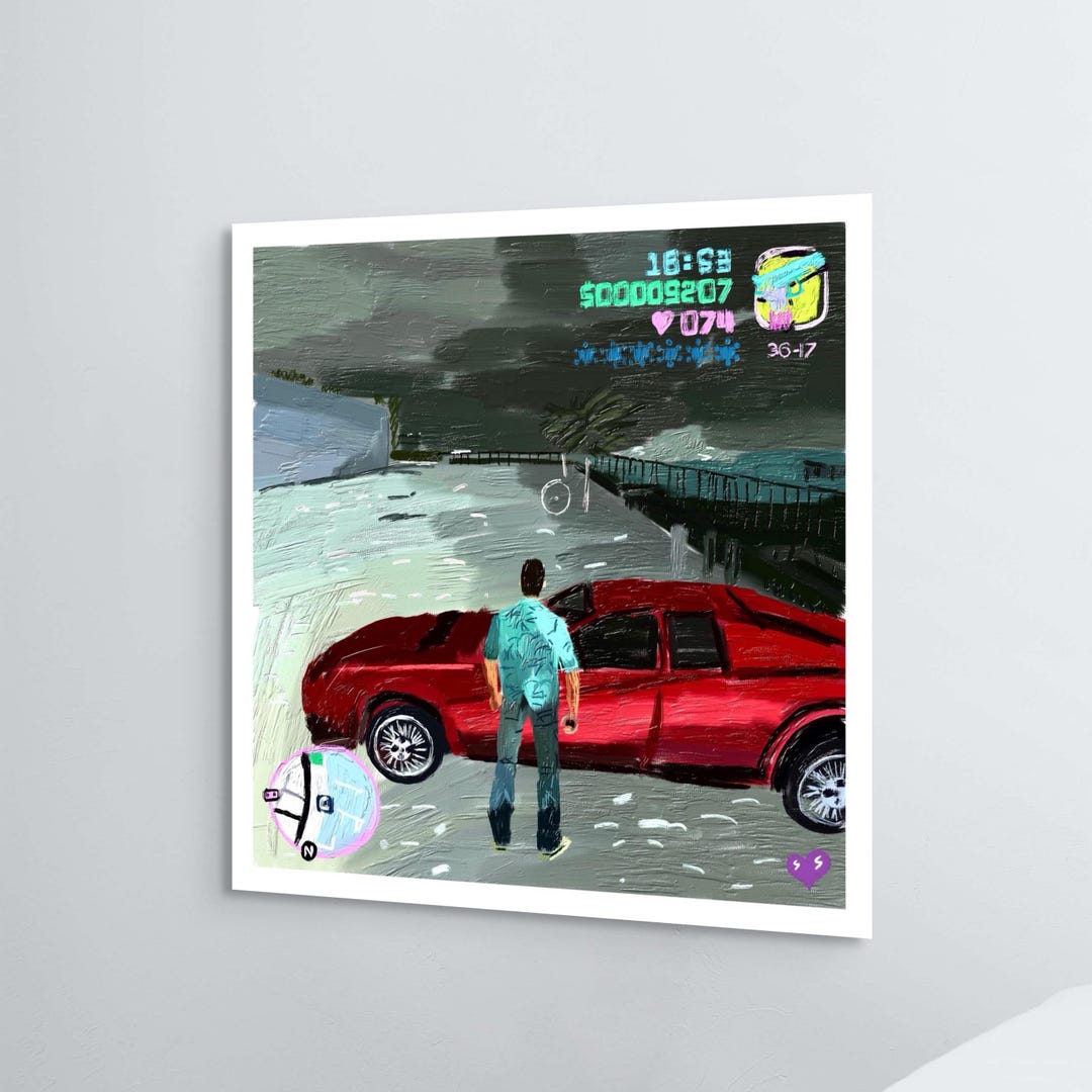 GTA Vice City Poster Oil Painting, Digitized Version, Poster on Premium ...