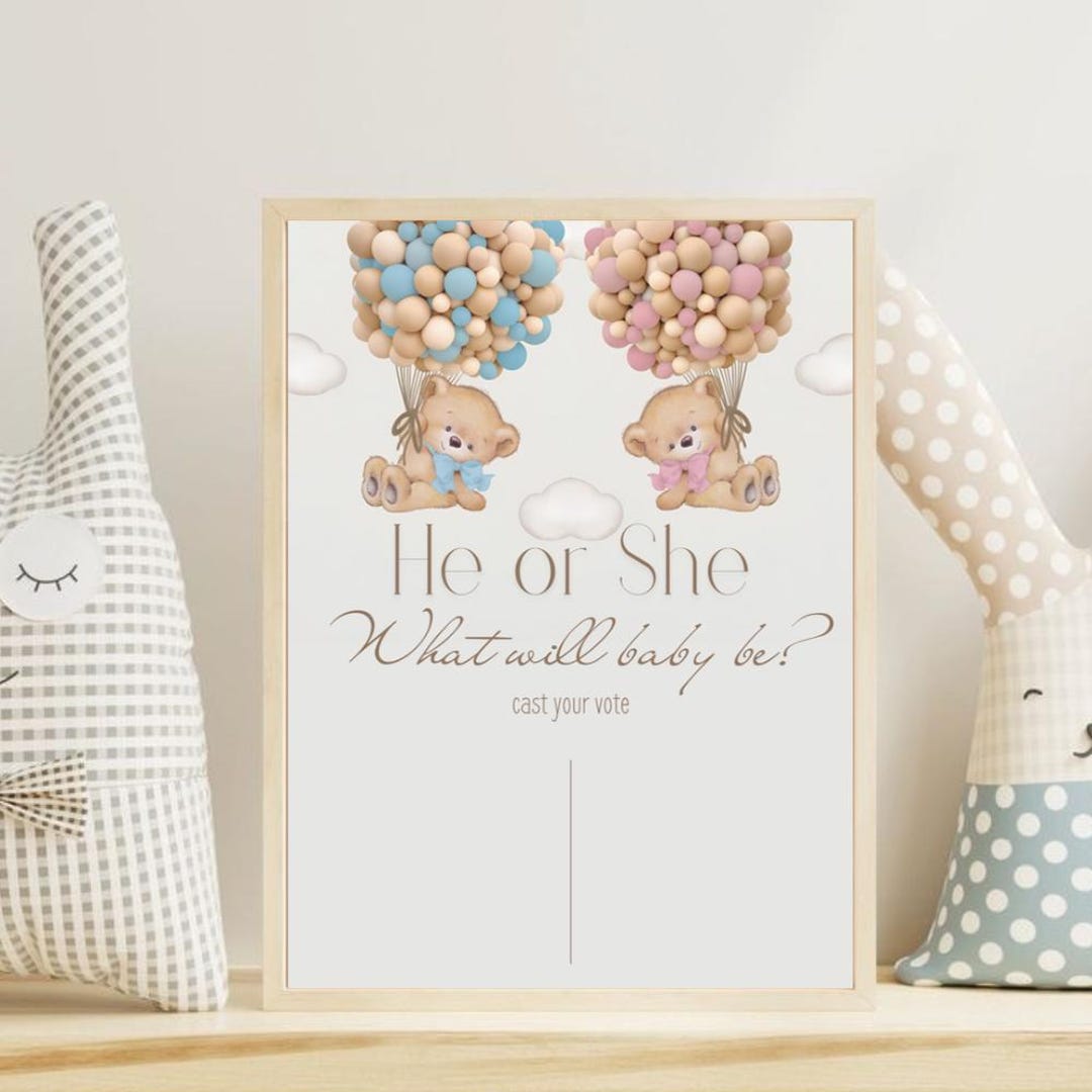 Gender Reveal Voting Sign: He or She Baby Shower Game (printable) - Etsy