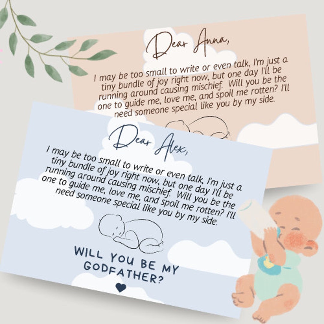 Will You Be My Godmother Proposal Card Godparents Proposal Card Temlate ...